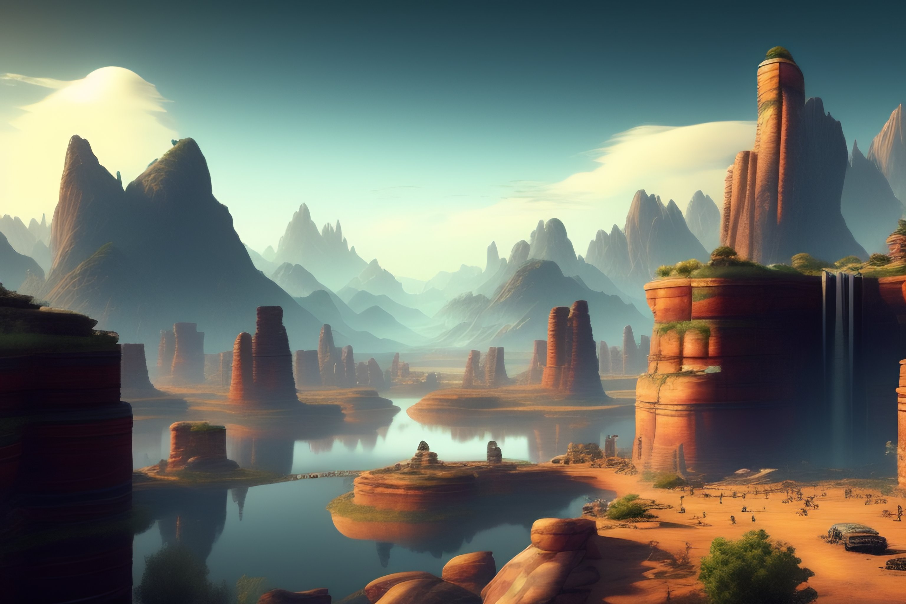 Lexica - Rock based livable city with people, ancient architecture ...