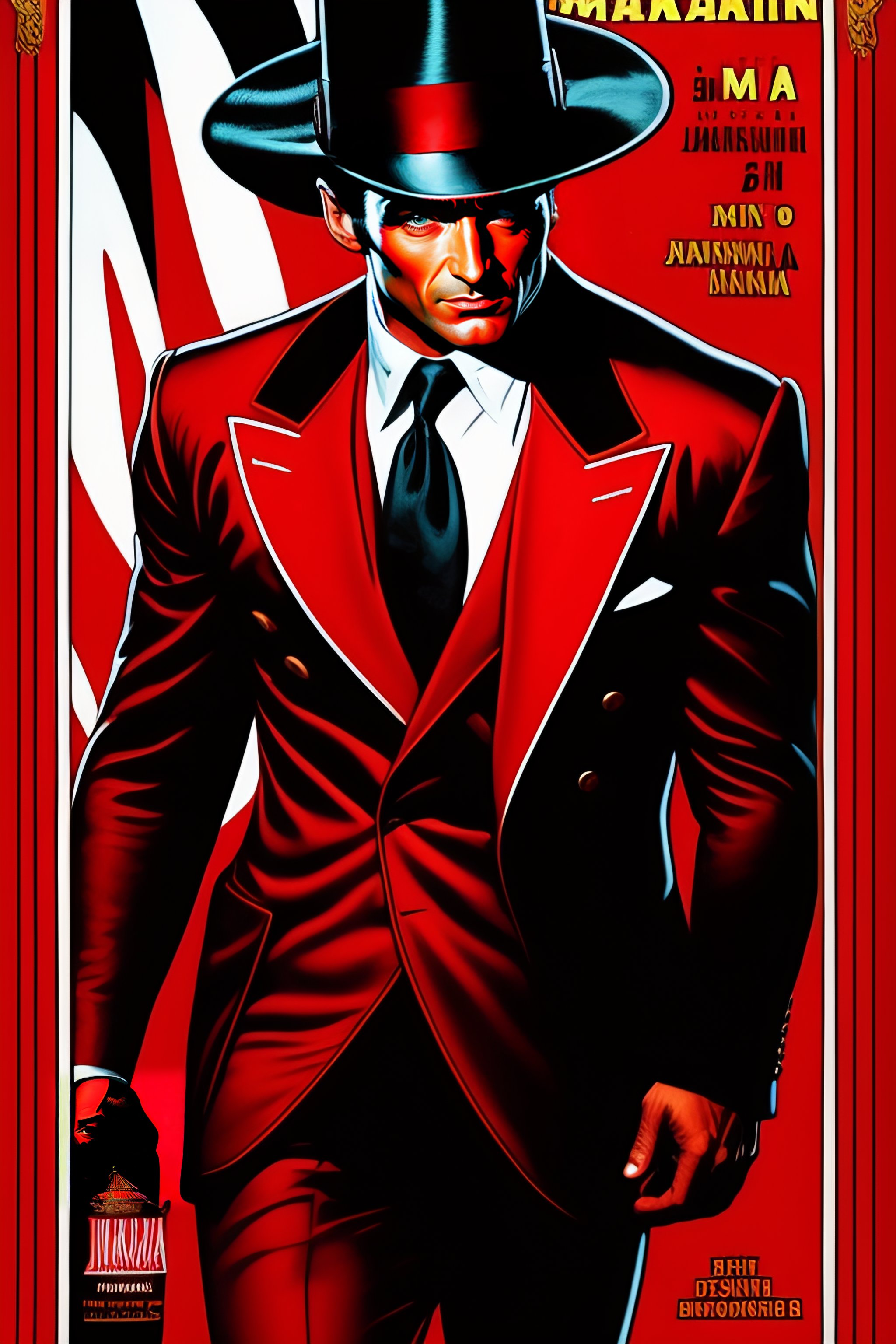 Lexica - Hugh Jackman dressed in red jacket, black hat and a baton in ...