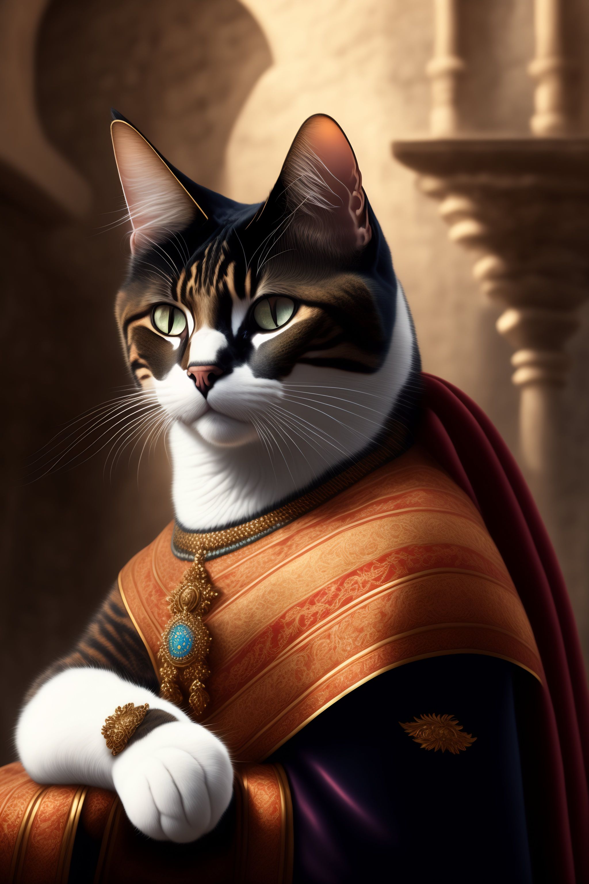 Lexica - Portrait of a cat-rogue in an arabic castle