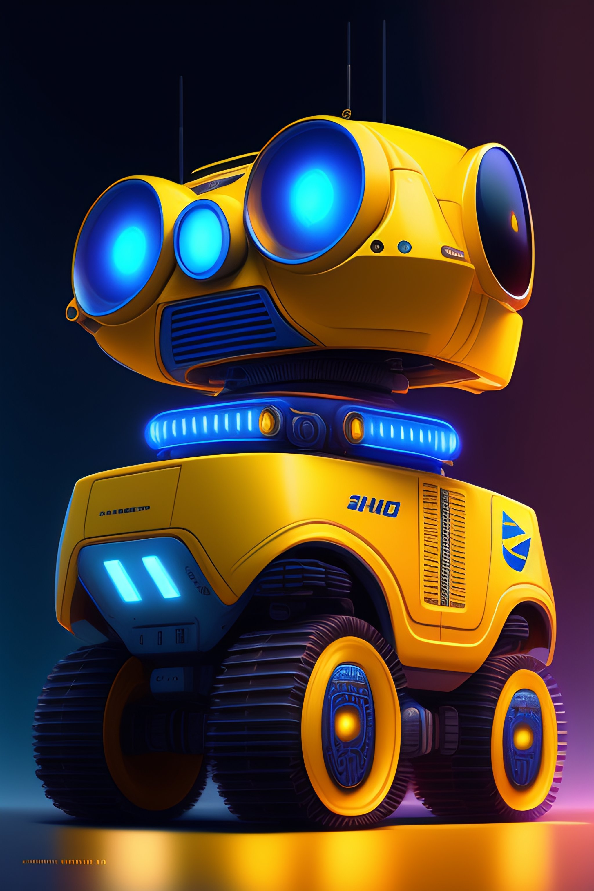 Lexica - Symmetry!! portrait of wall - e, sci - fi, tech wear, blue and yellow glowing lights ...