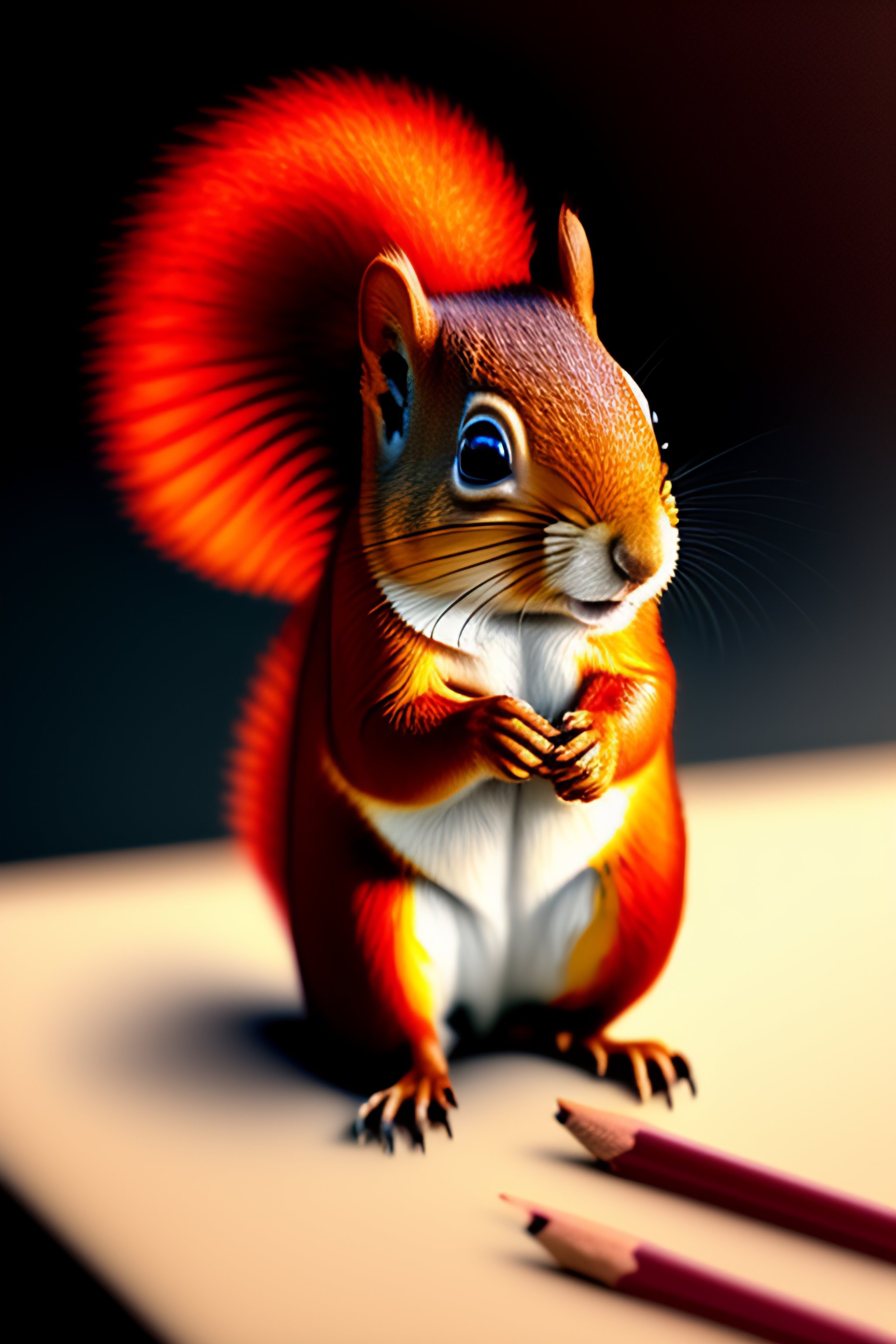 Lexica - Realistic little Red cute squirrel in a drrawing with pencil ...