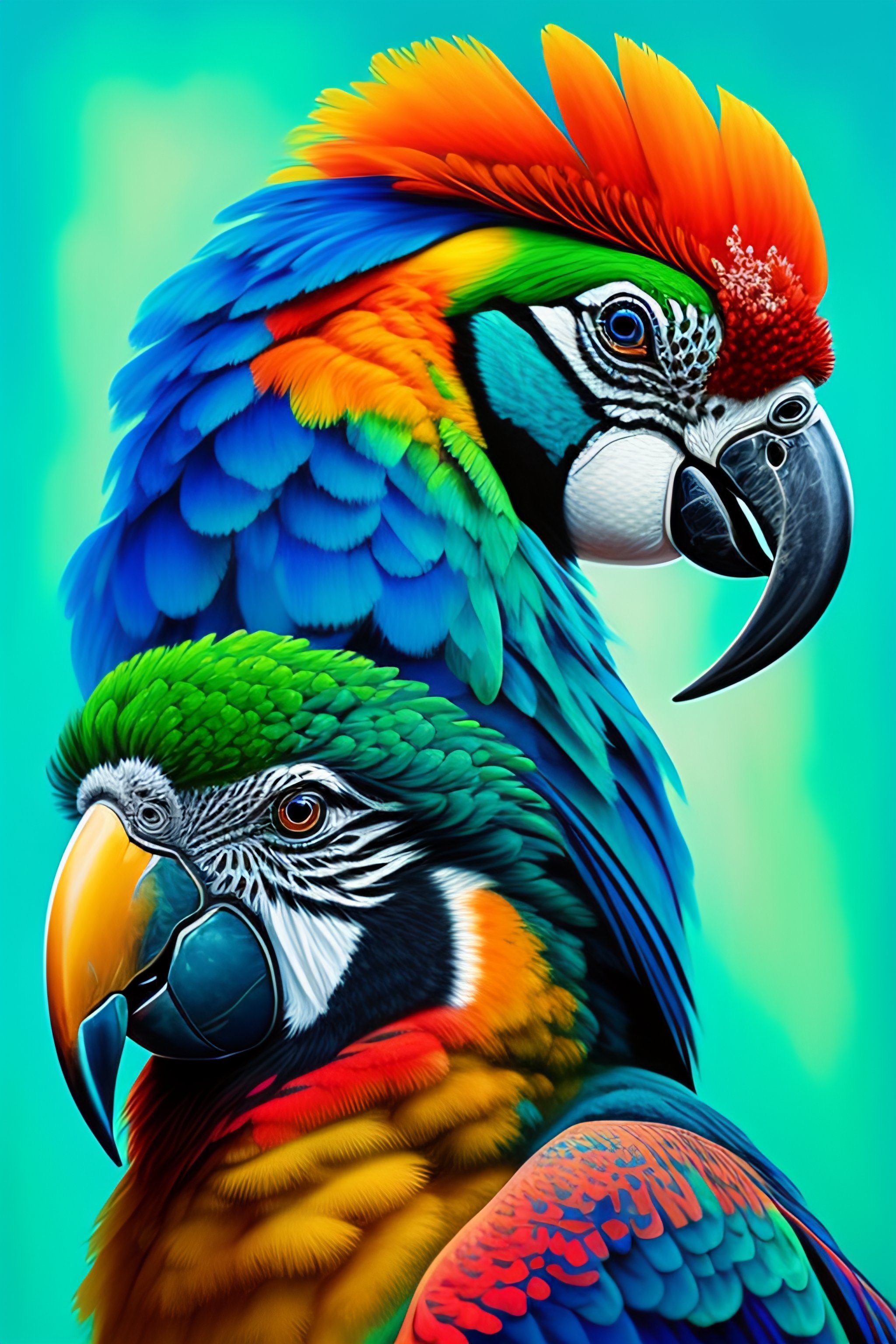 Lexica - Peacock macaw full color painting