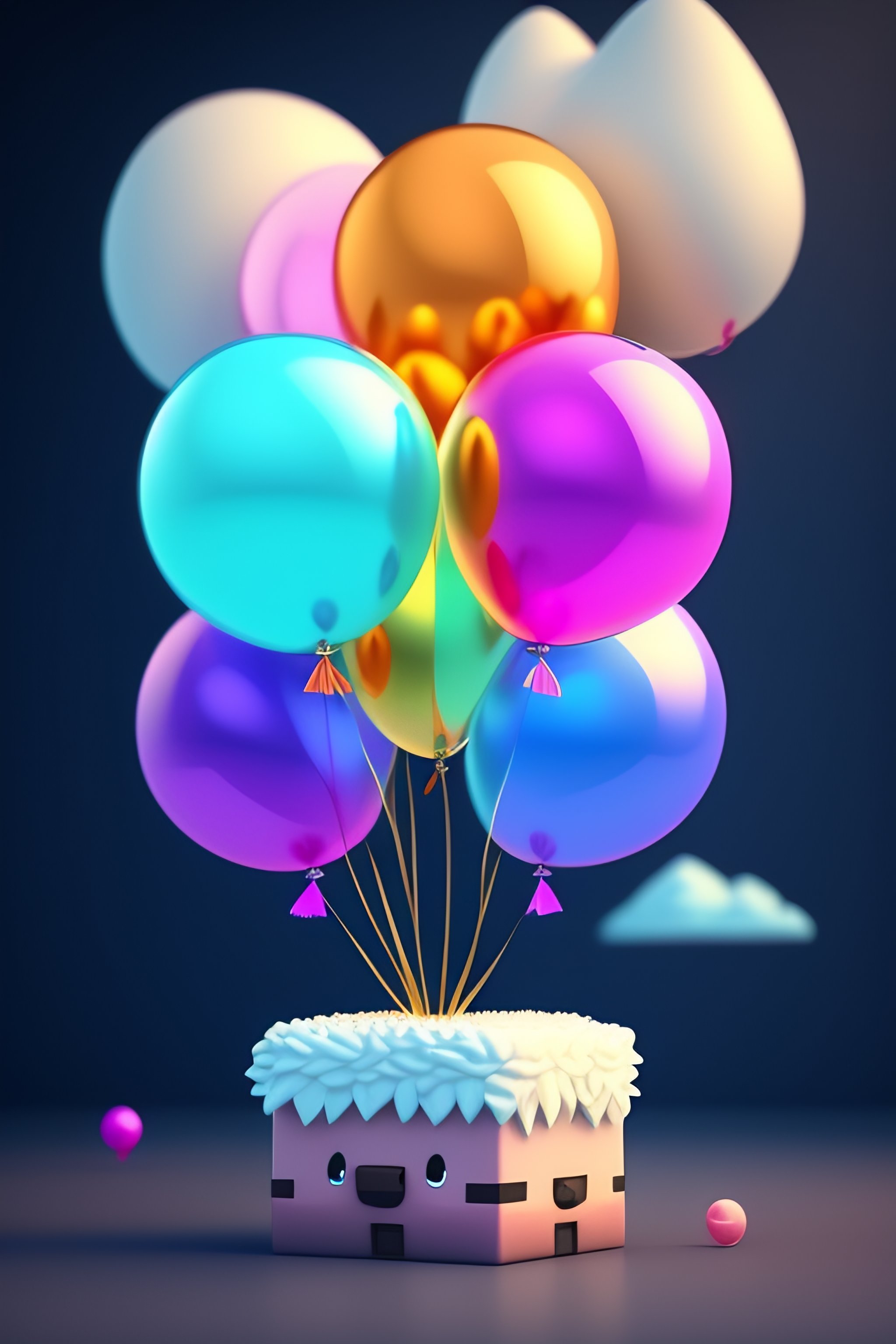 Lexica - CUTE AND ADORABLE CARTOON FLUFFY MINECRAFT, BIRTHDAY, BALLOONS ...