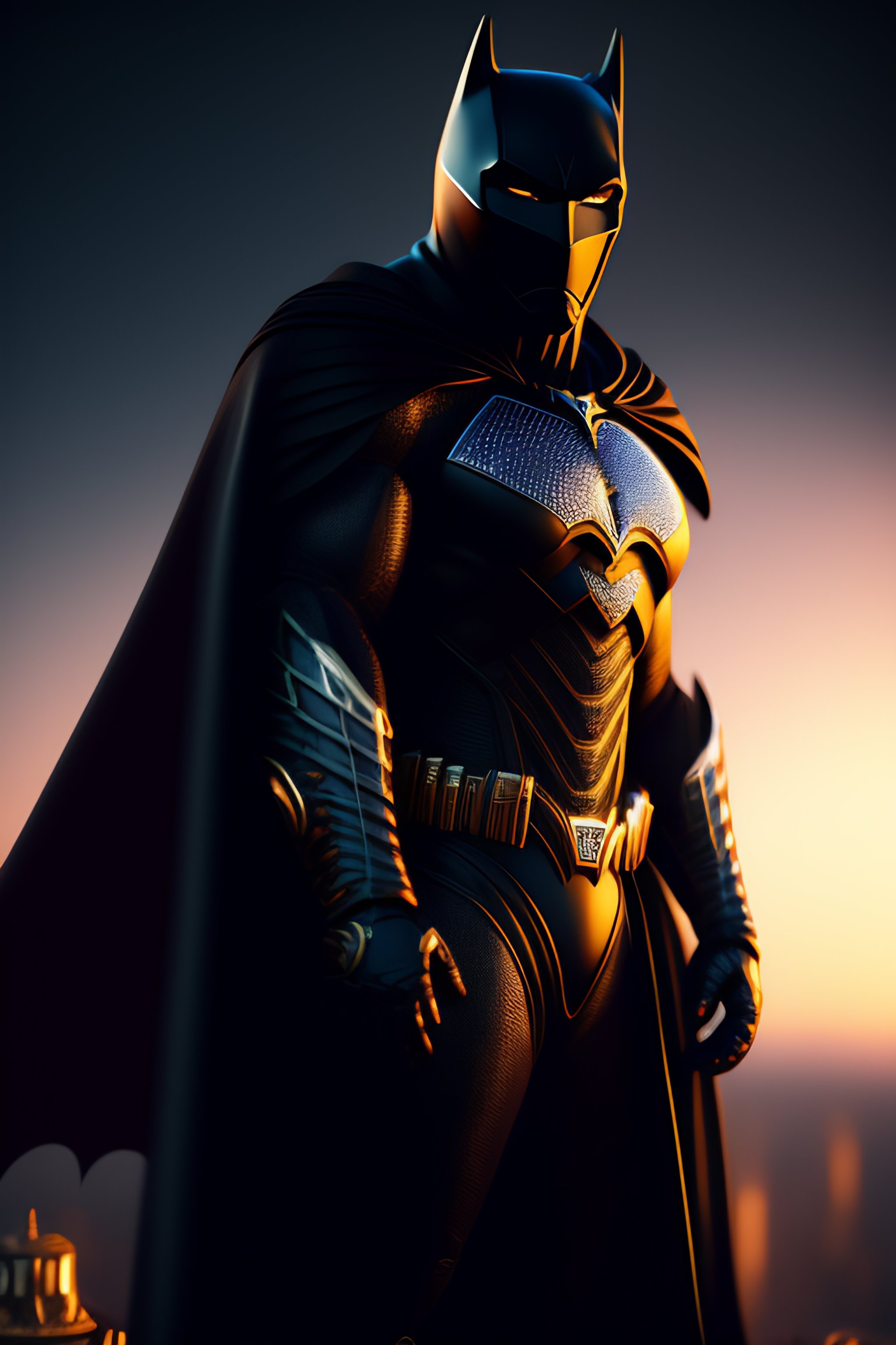 Lexica - Full body shot of Ben Affleck's black Batman poses with cape ...
