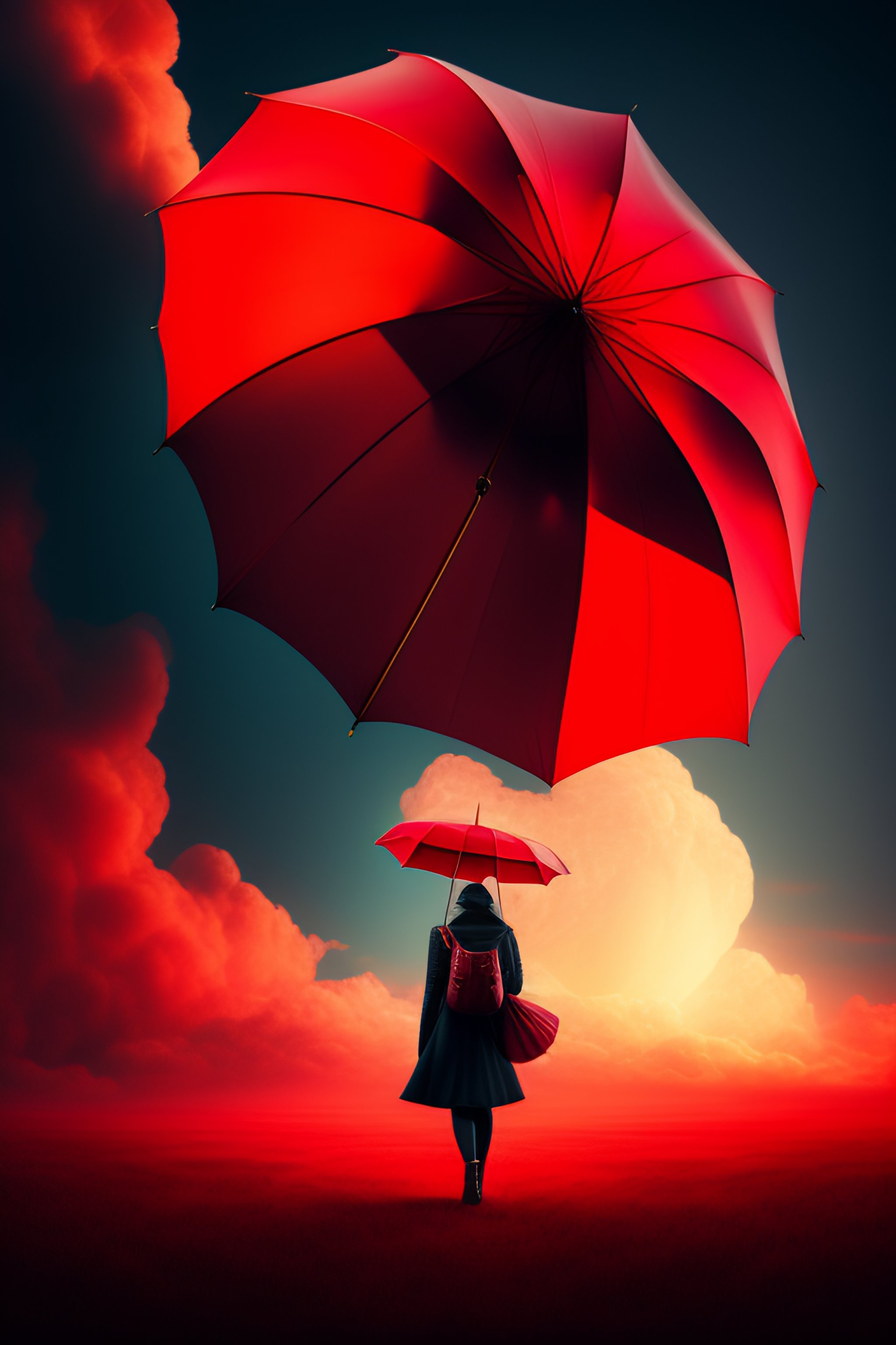 Lexica - Red umbrella with wings