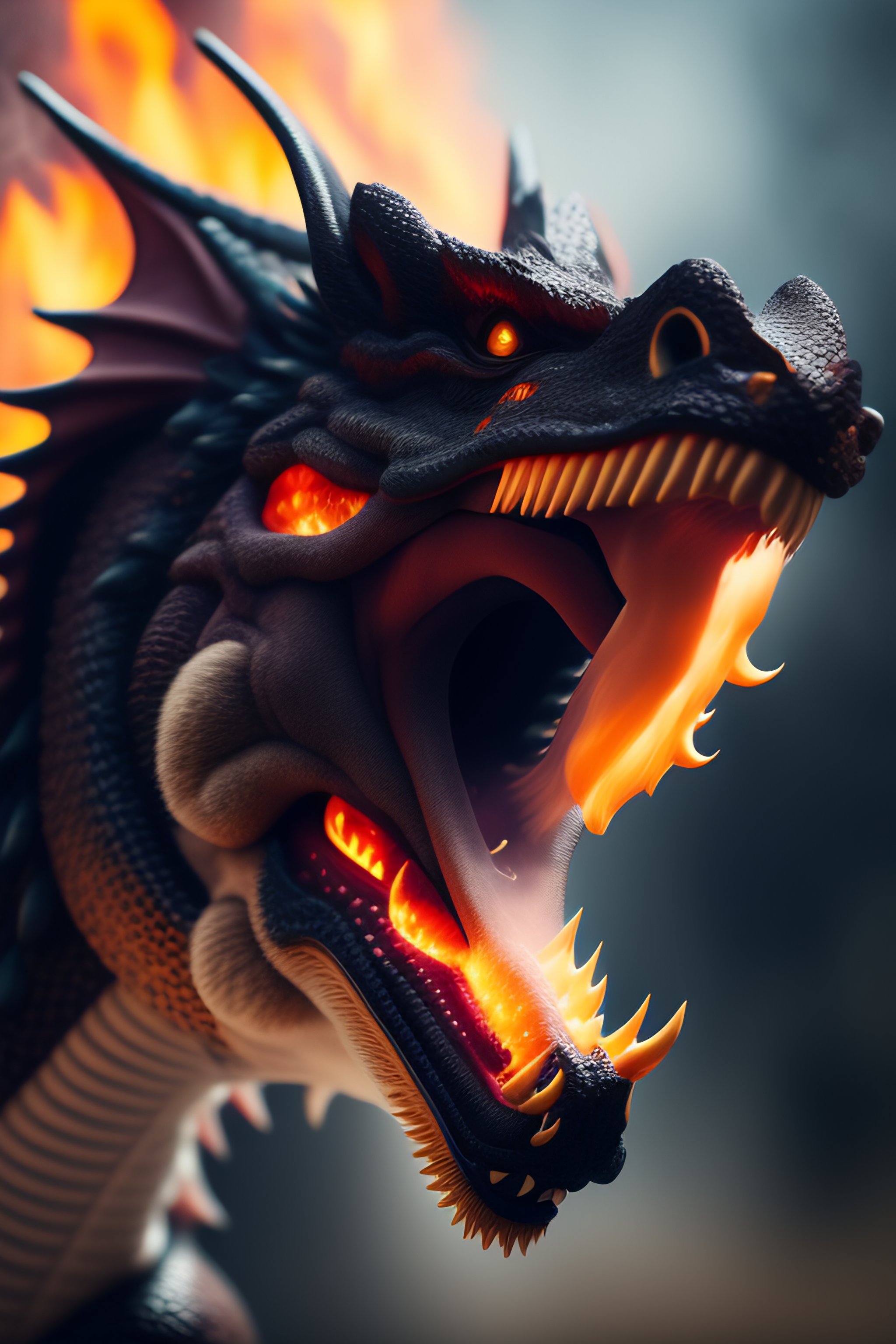 Lexica - A fierce dragon breathing fire.