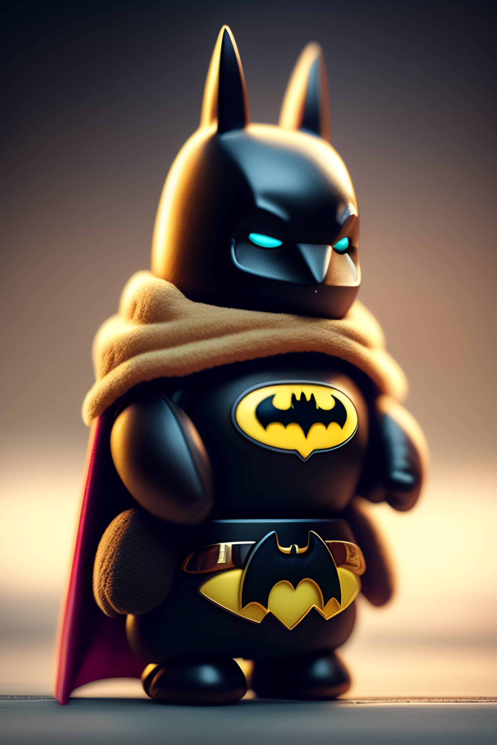 Lexica - Soft batman Bunny robot working on a smartphone