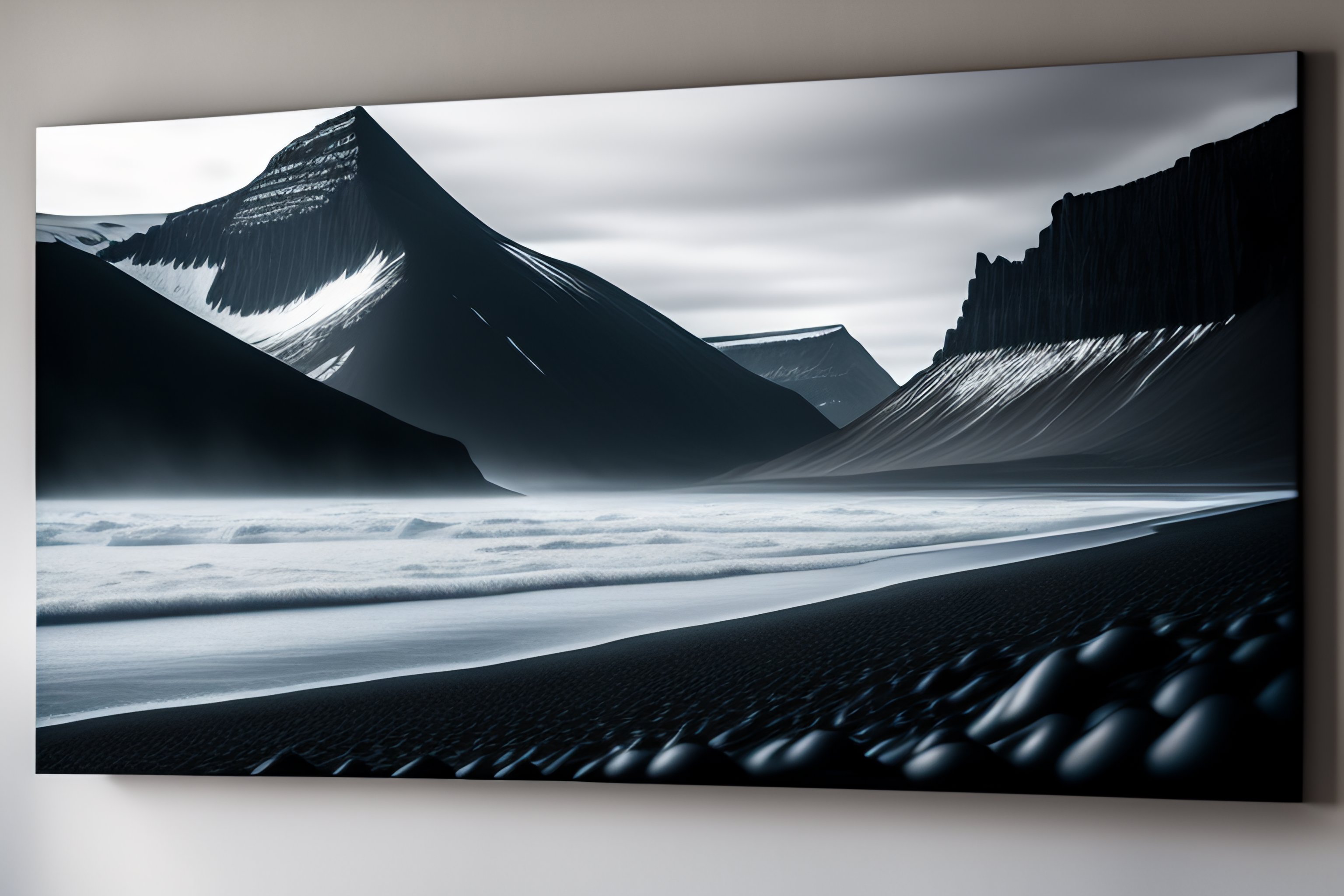 Lexica - Dark black and white grey looking up at mountain cinematic ...