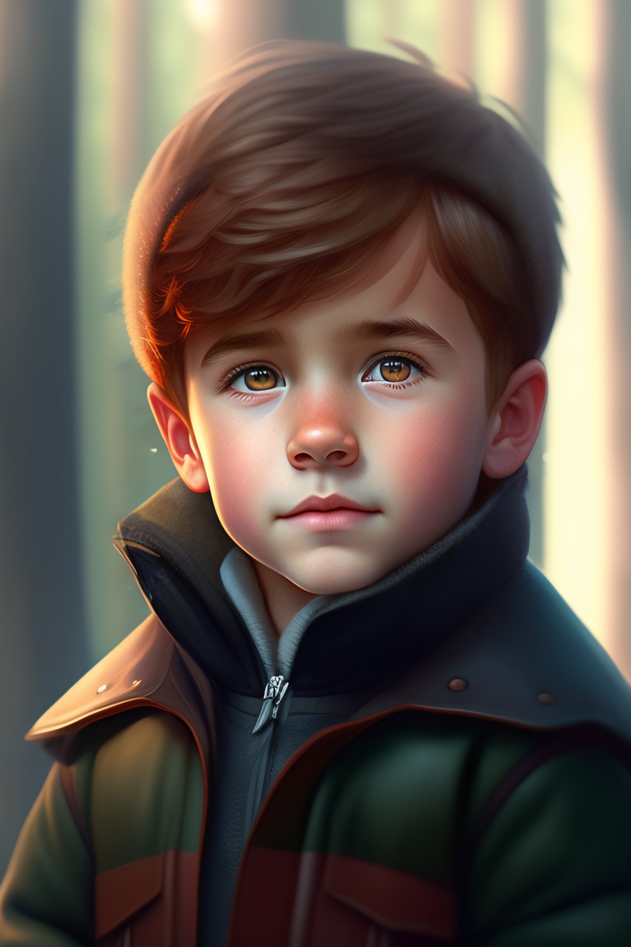 Lexica - A cinematic portrait of little boy and a big wolf with a ...