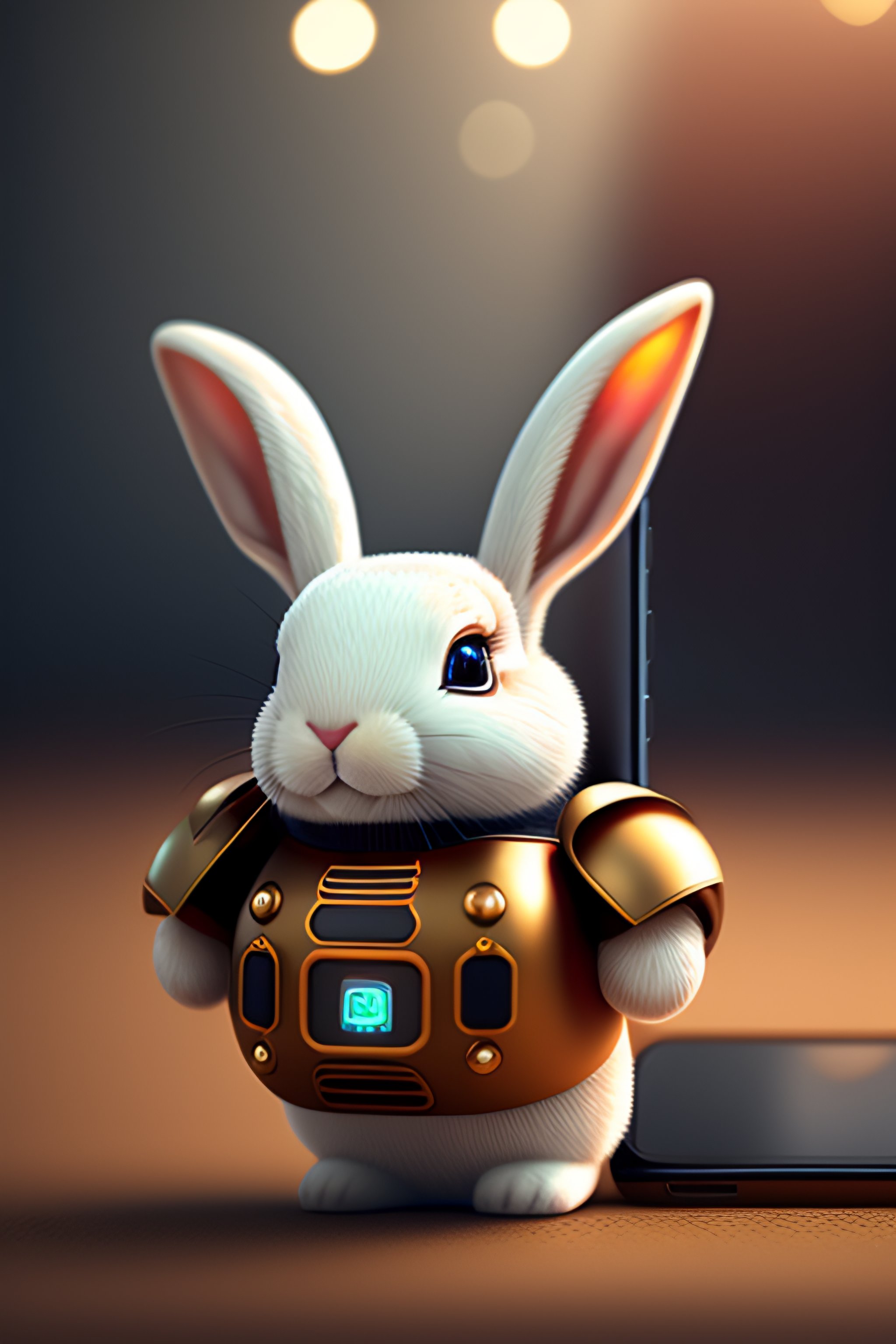 Lexica - Bunny robot working on a smartphone