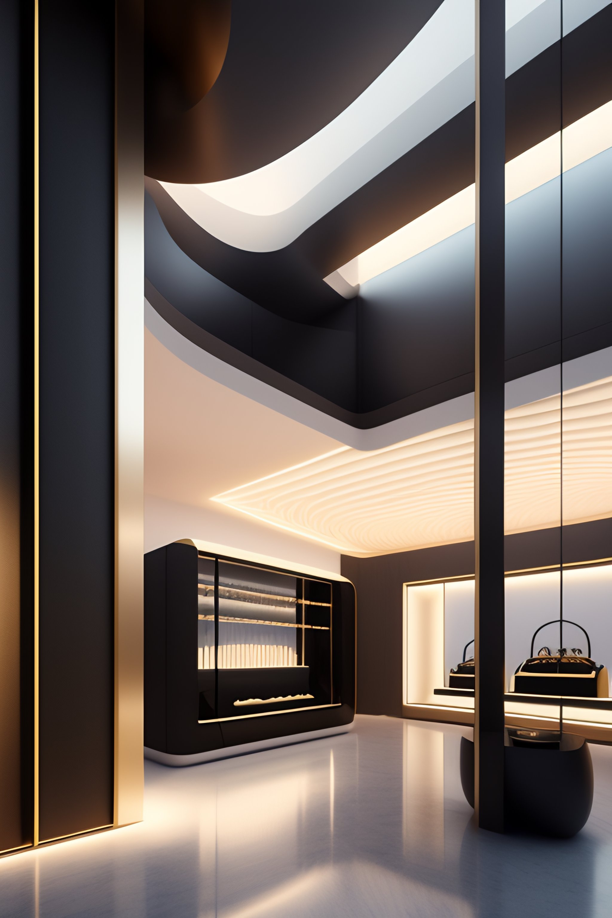 Lexica - Minimalistic Louis Vuitton store, interior, concrete floor ...