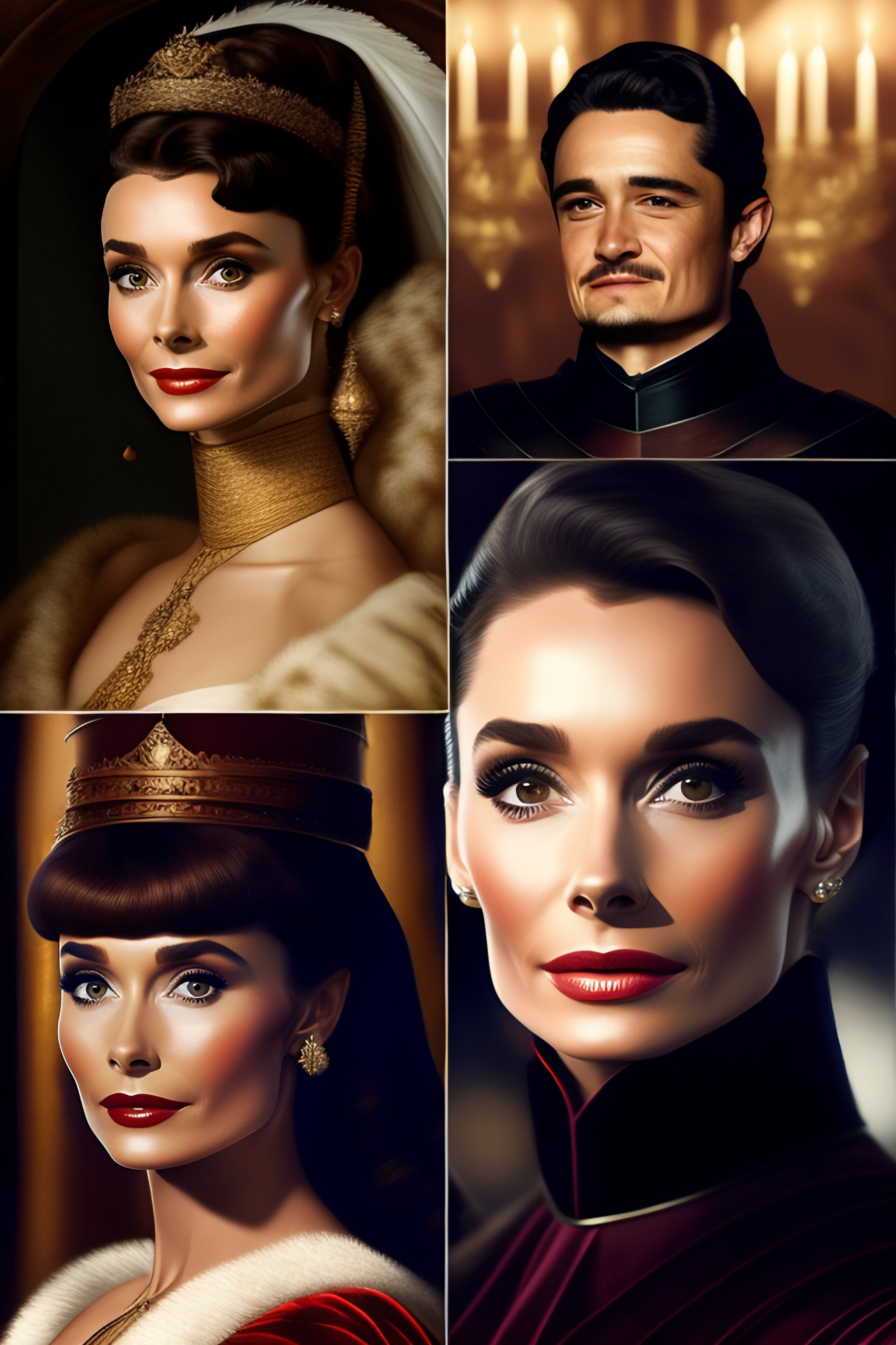 Lexica - Audrey Hepburn together with Orlando Bloom in medieval style ...