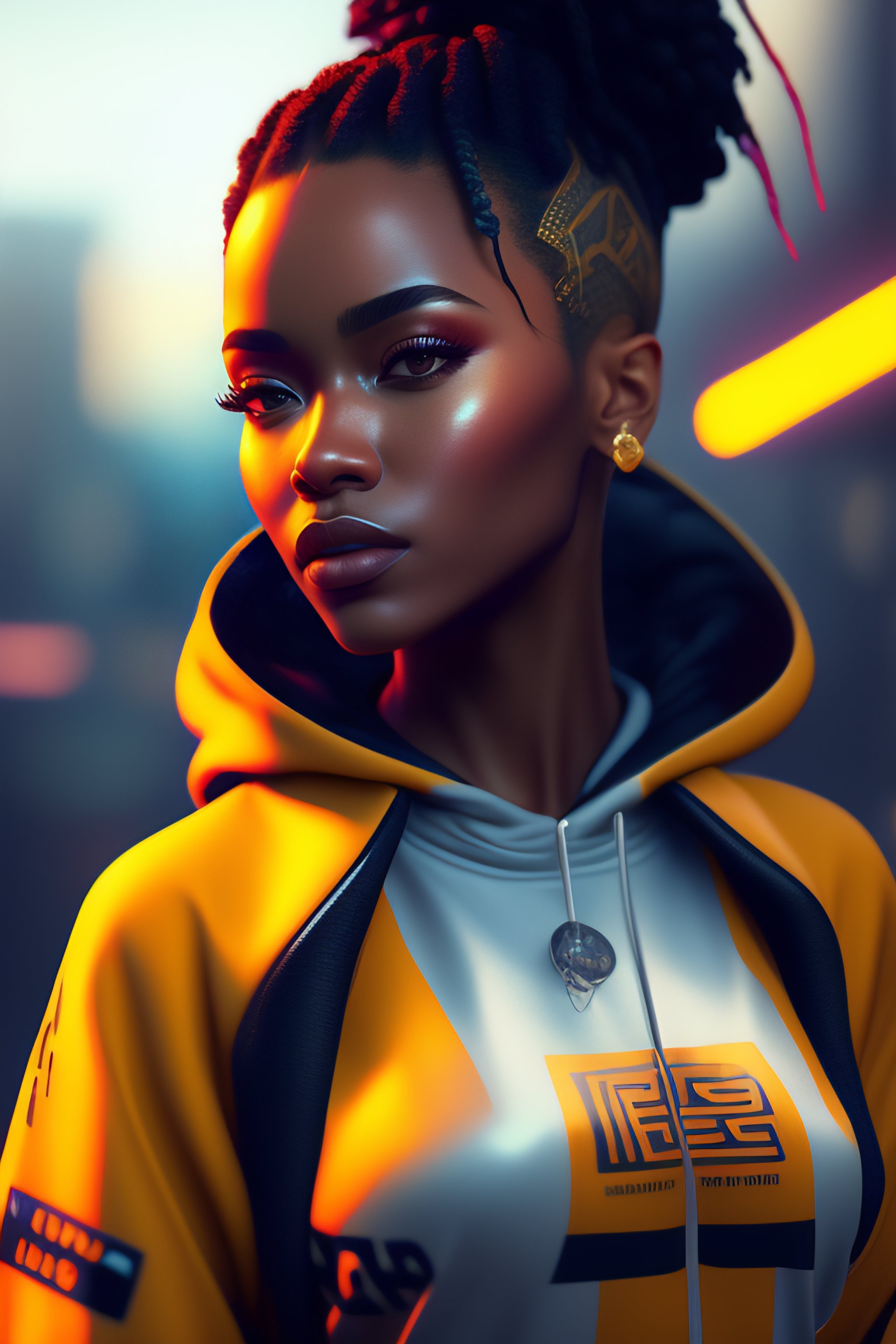 Lexica - Hip hop wear clothes with short hair girl, battle status ...