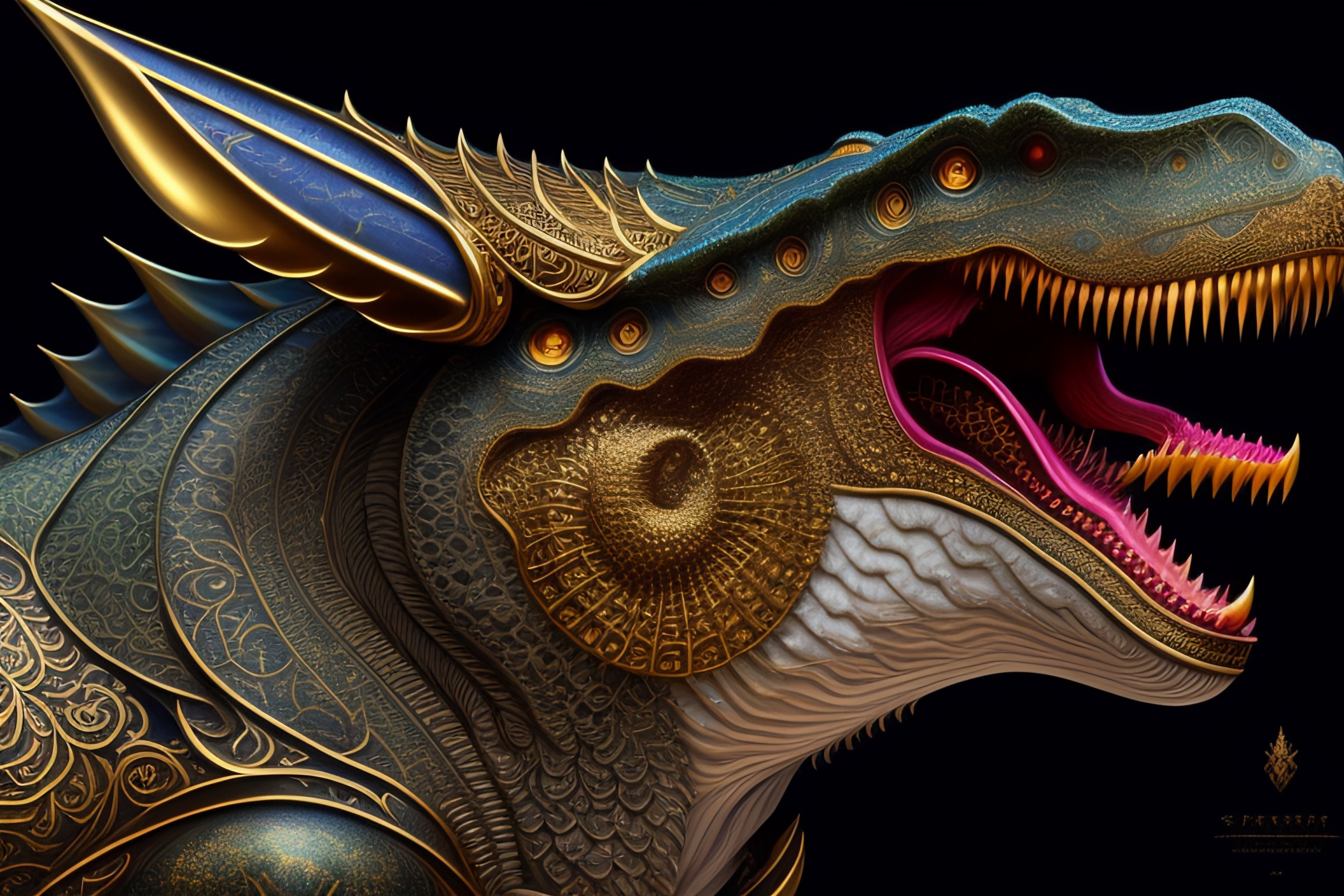 Lexica - A beautiful esoteric style rendition of one t-rex with armor ...