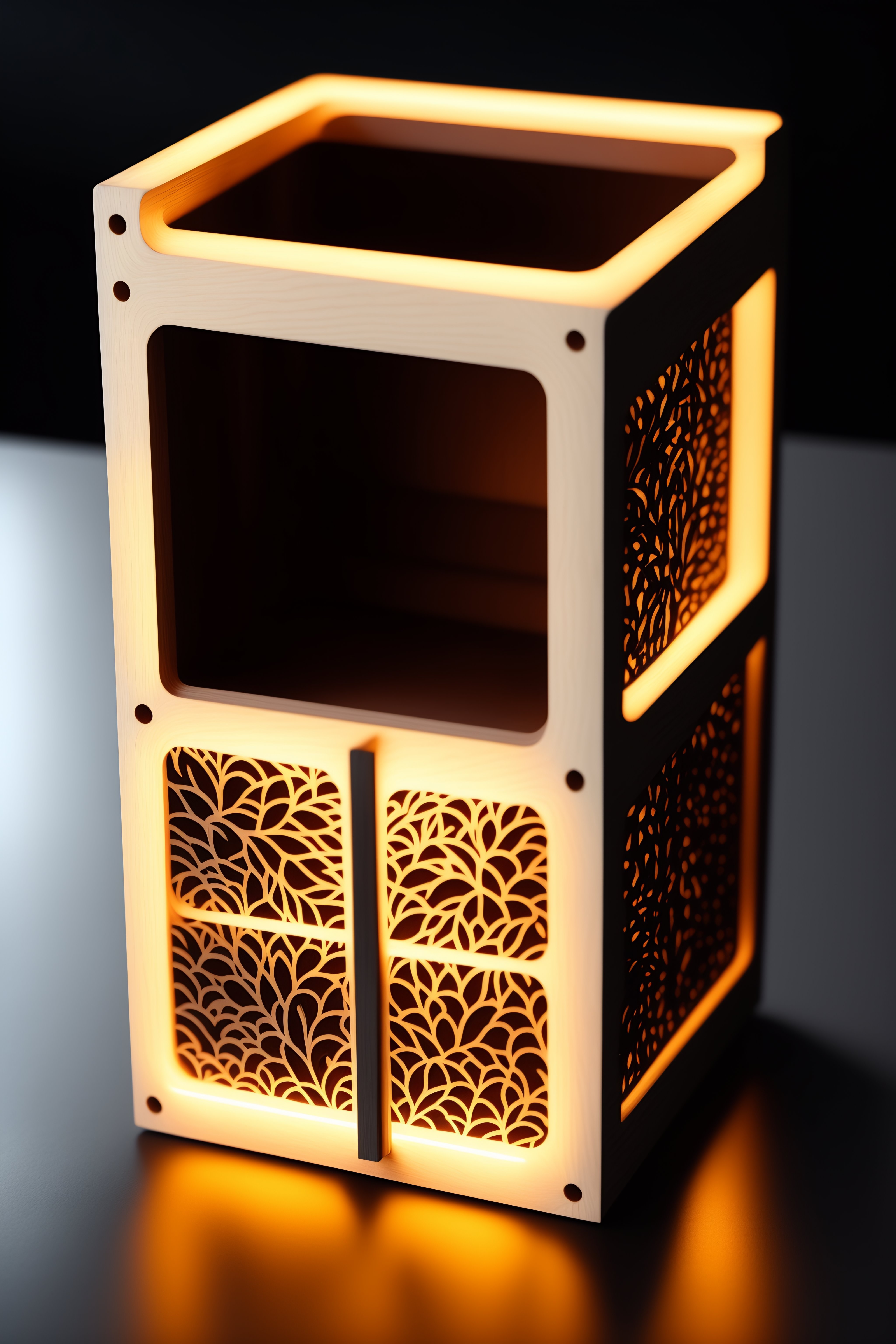Lexica - Lasercut wood case box led MDF