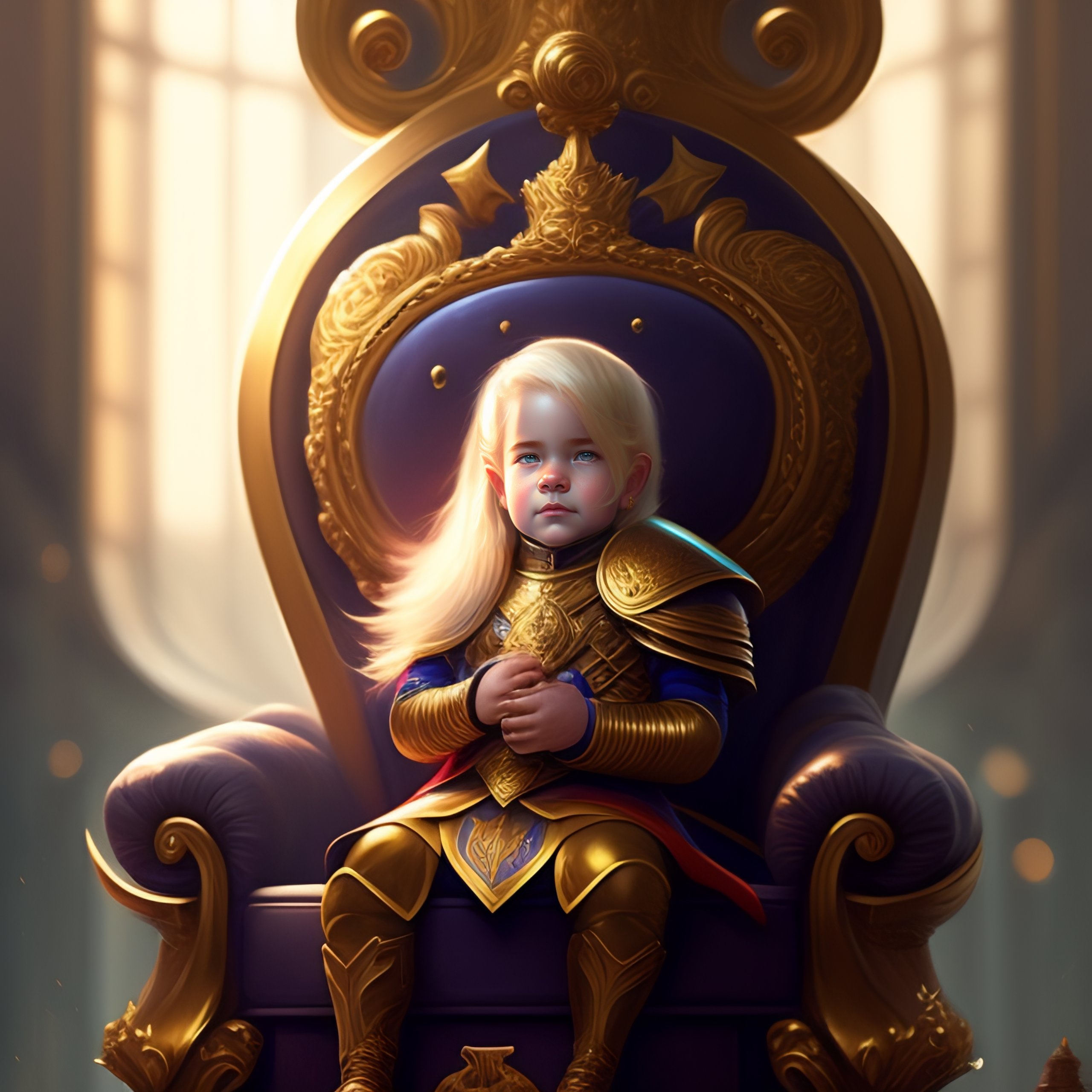 Lexica - Blonde prince with dwarfism on throne, royal, illustration, by ...