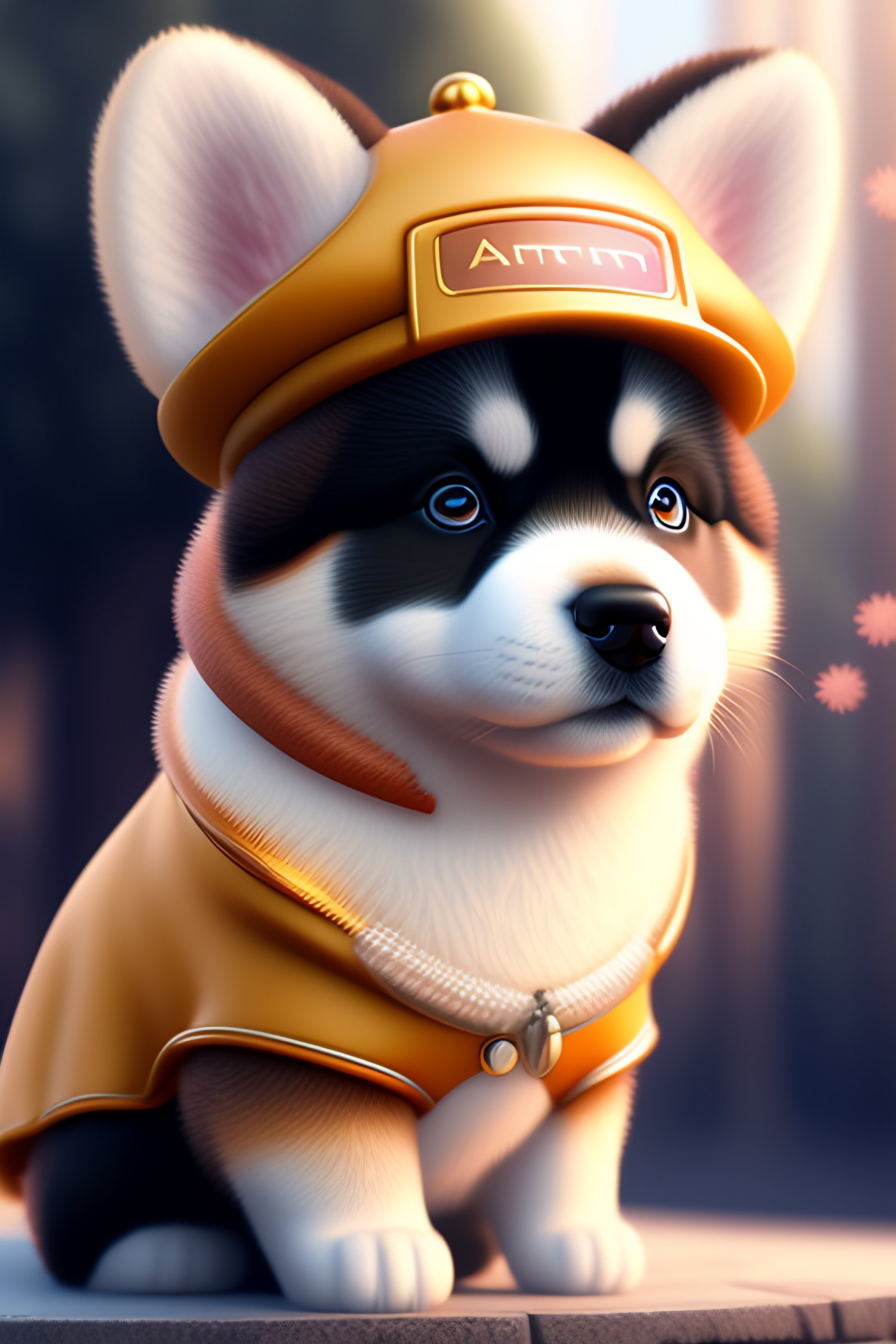 Lexica - CUTE AND ADORABLE CARTOON FLUFFY AKITA INU WITH CAP , FANTASY ...
