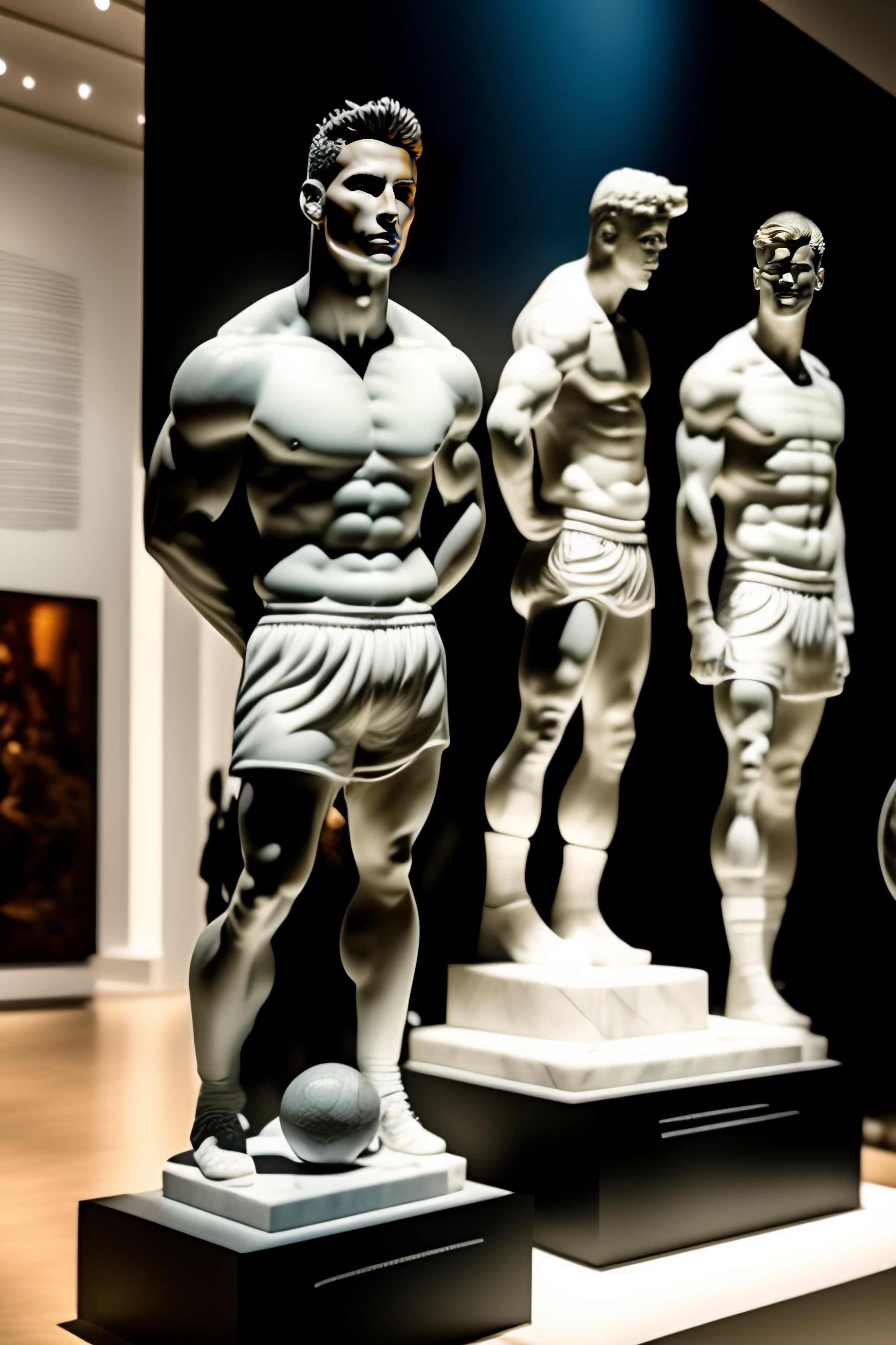 Lexica - Marble sculptures of Messi, Neymar and Cristiano Ronaldo, very ...