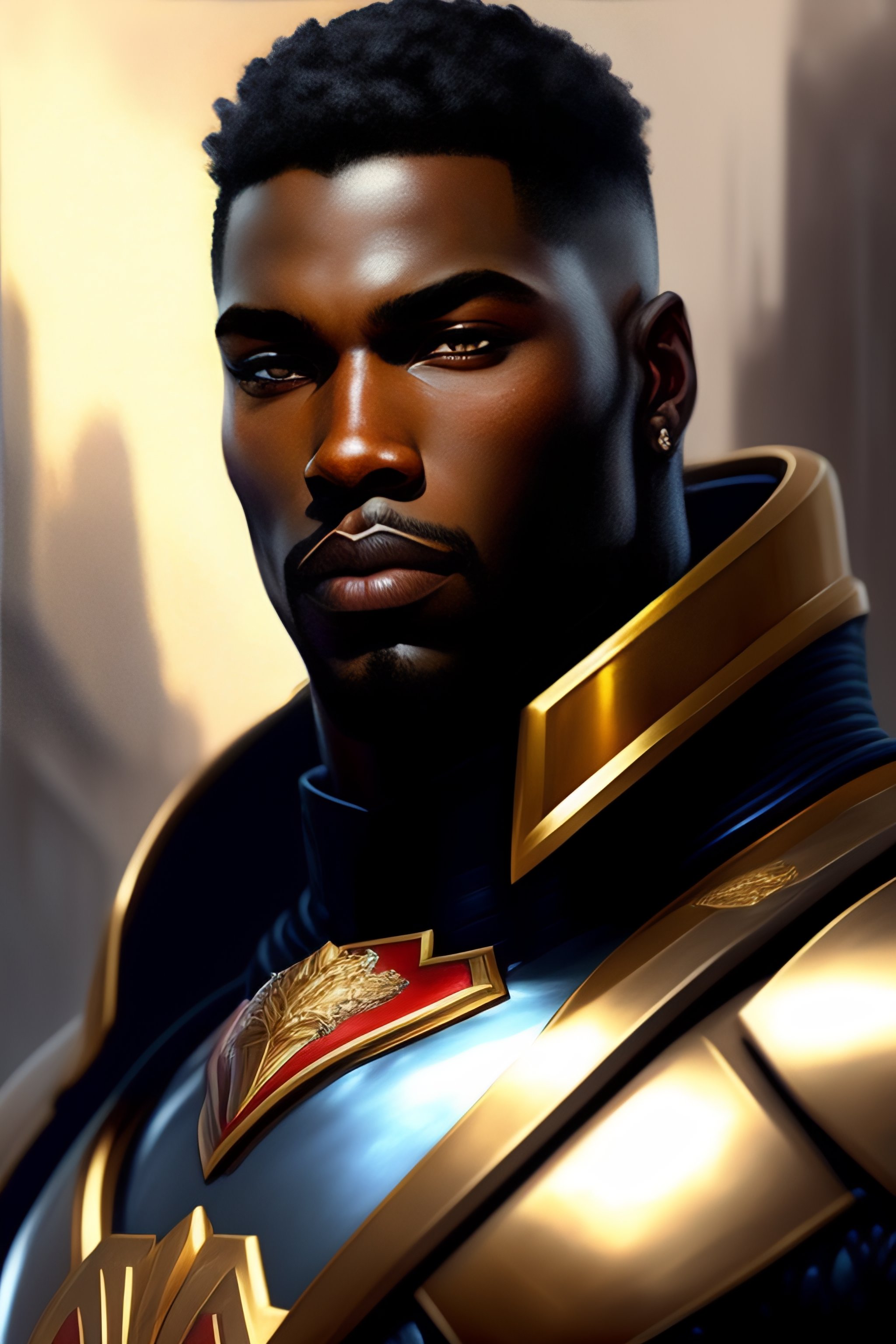 Lexica - Portrait of a warhammer black superman, epic, tragic, military ...