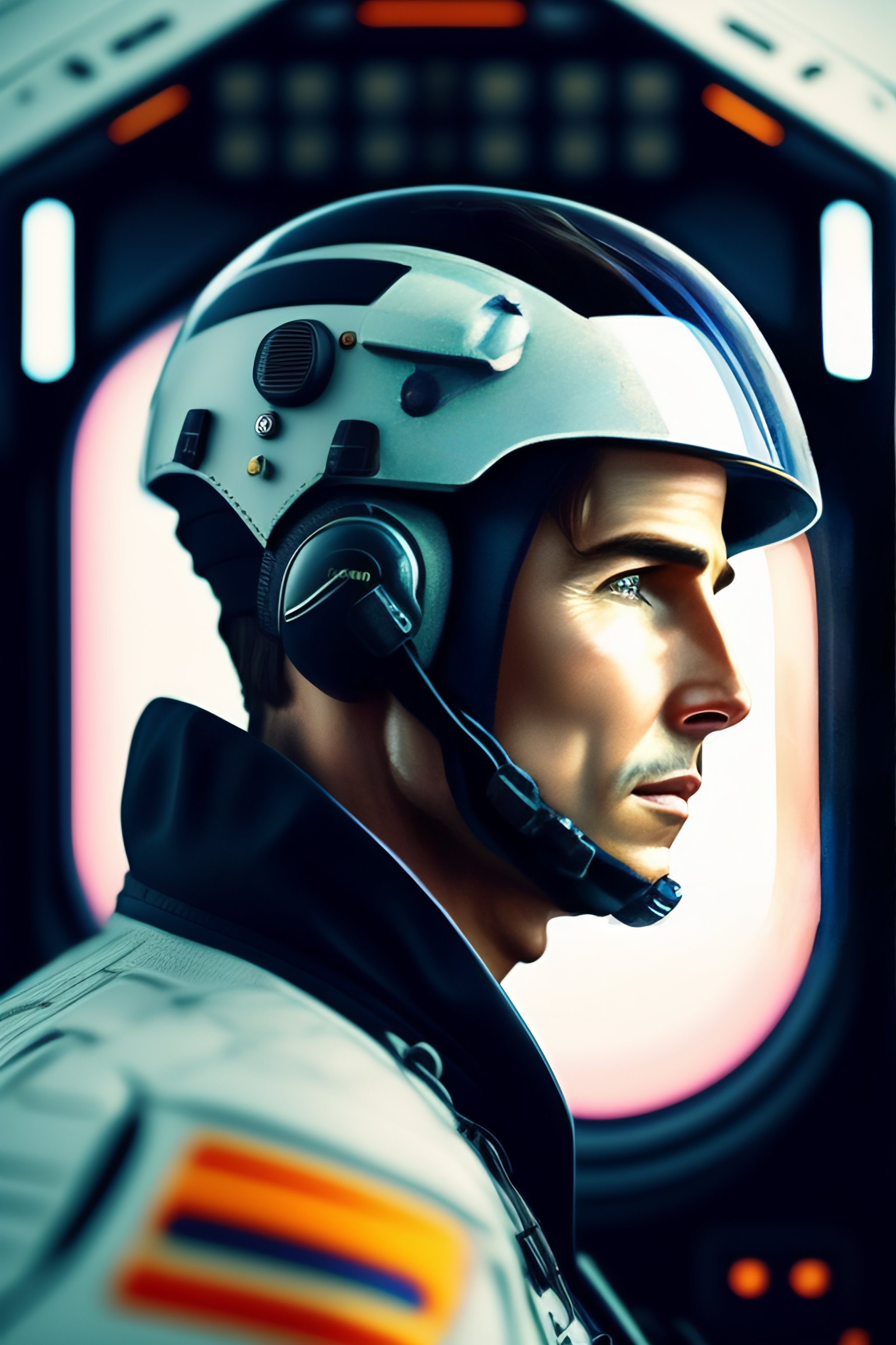 Lexica - Cyborg pilot, Tom Cruise , detailed minimalist interior ...
