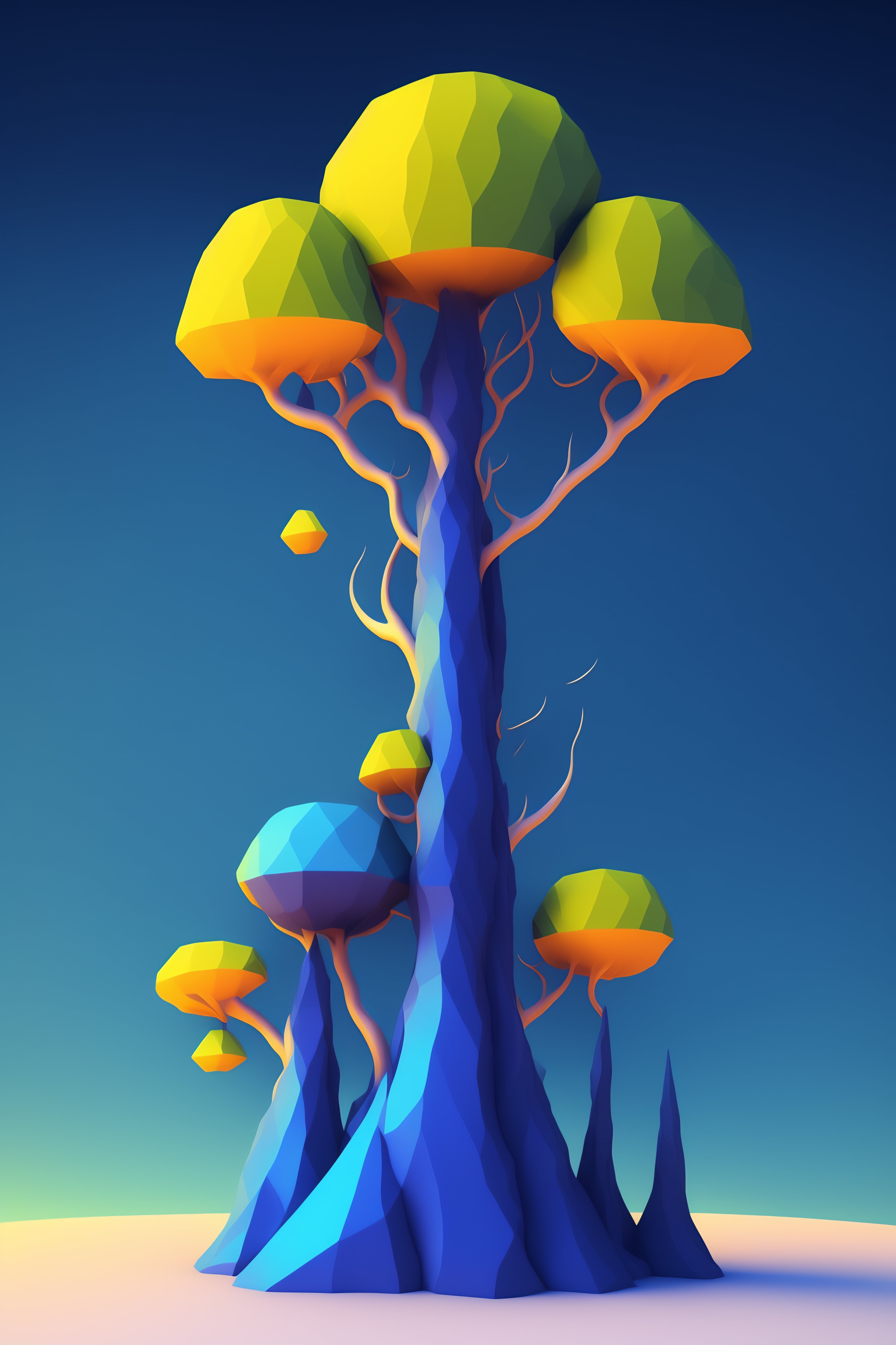 Lexica - Stylized 3d model of an alien group of trees with weird ...