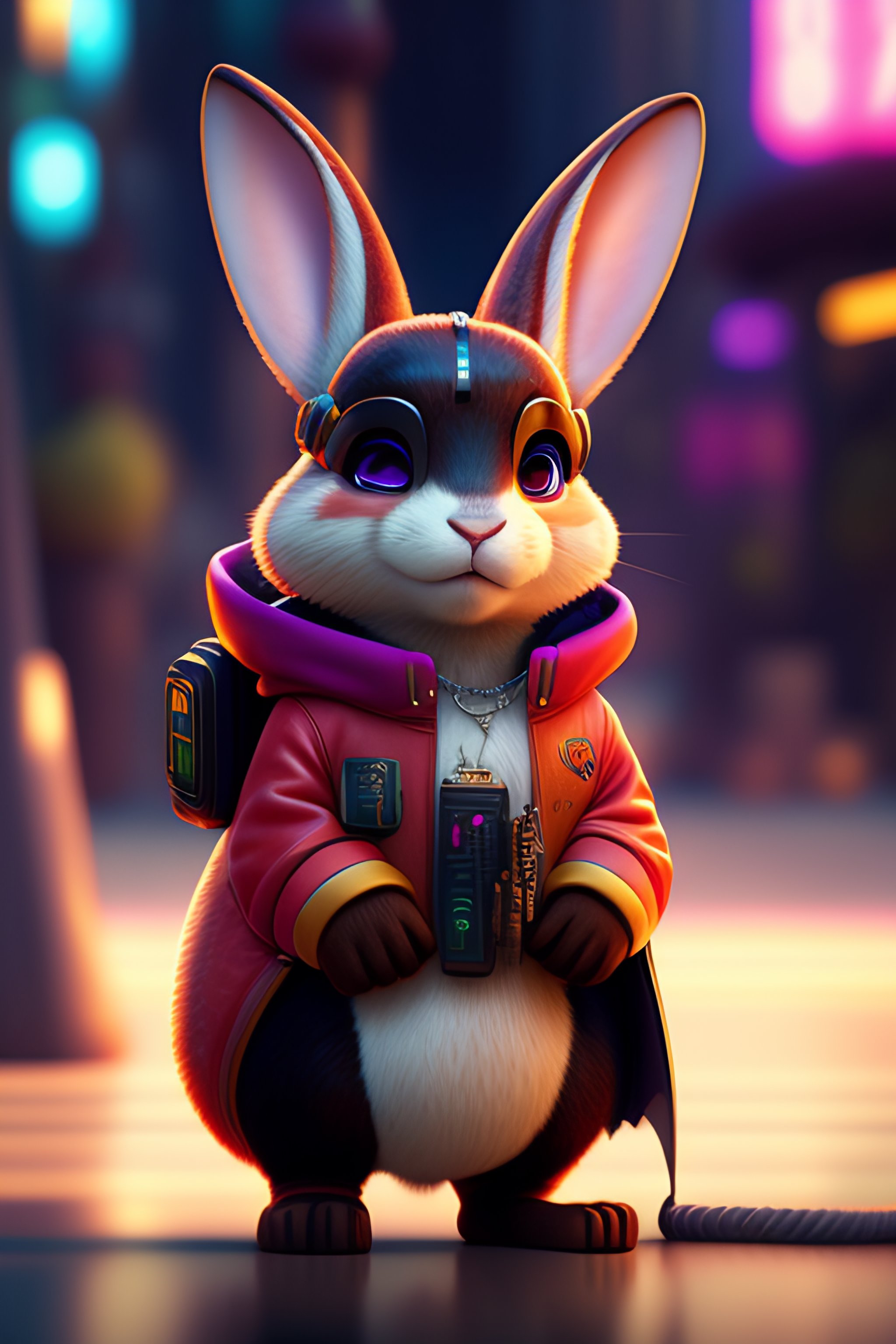 Lexica - Super cute cyberpunk bunny, pixar, zootopia, cgi