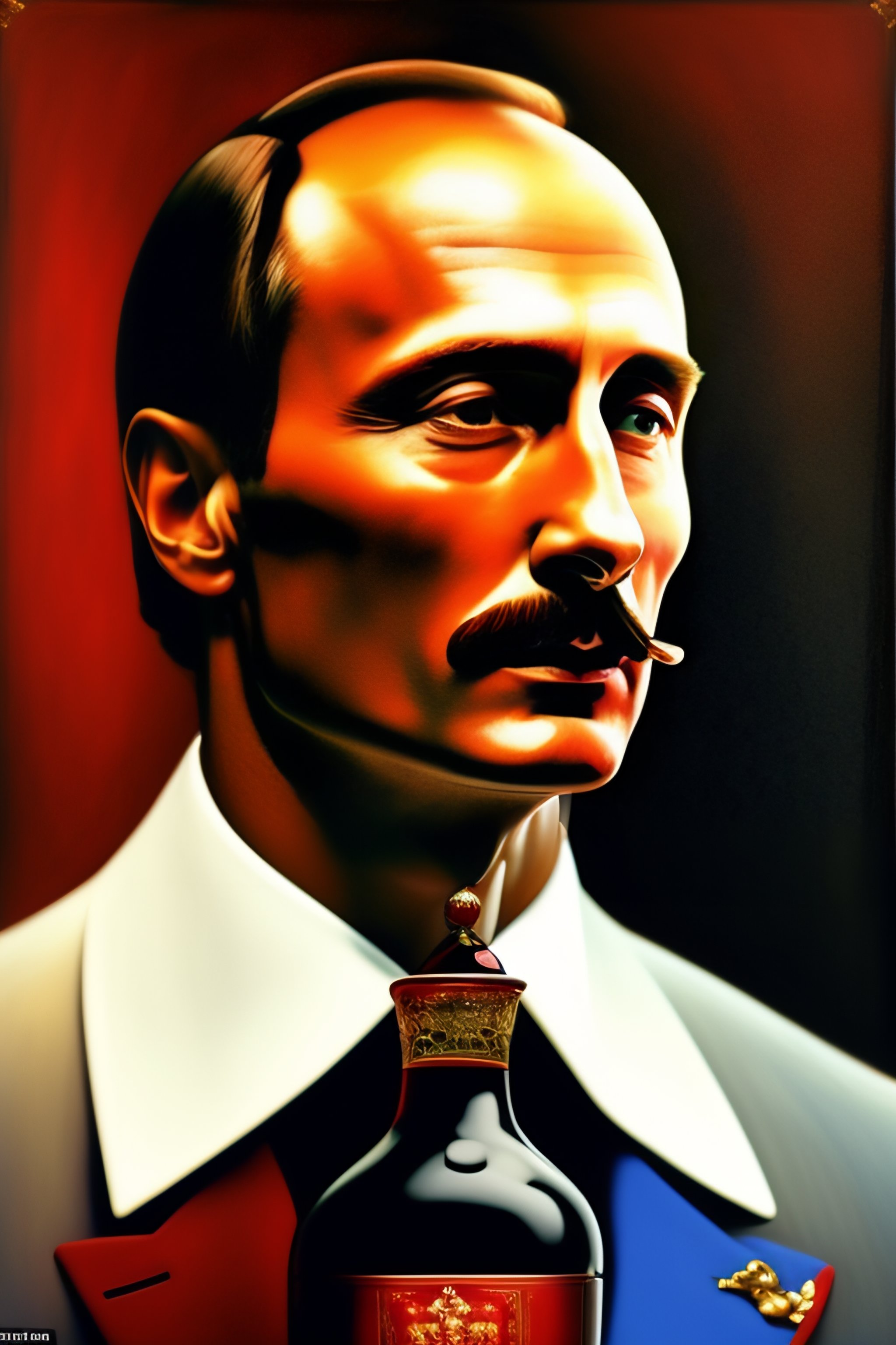 Lexica - Portrait of vladimir putin with vodka, style Salvador Dali