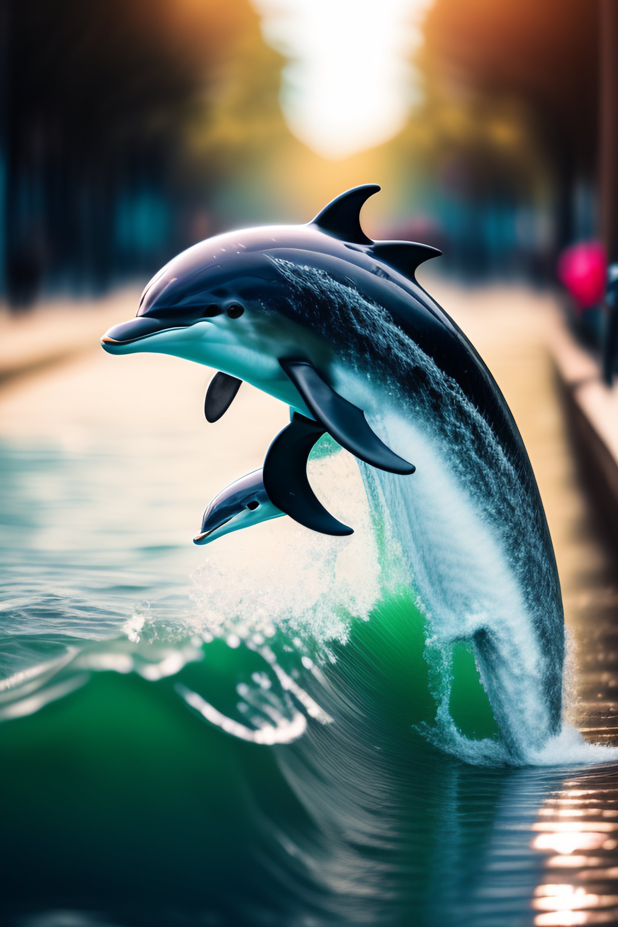 Lexica - Dolphin walking in a street