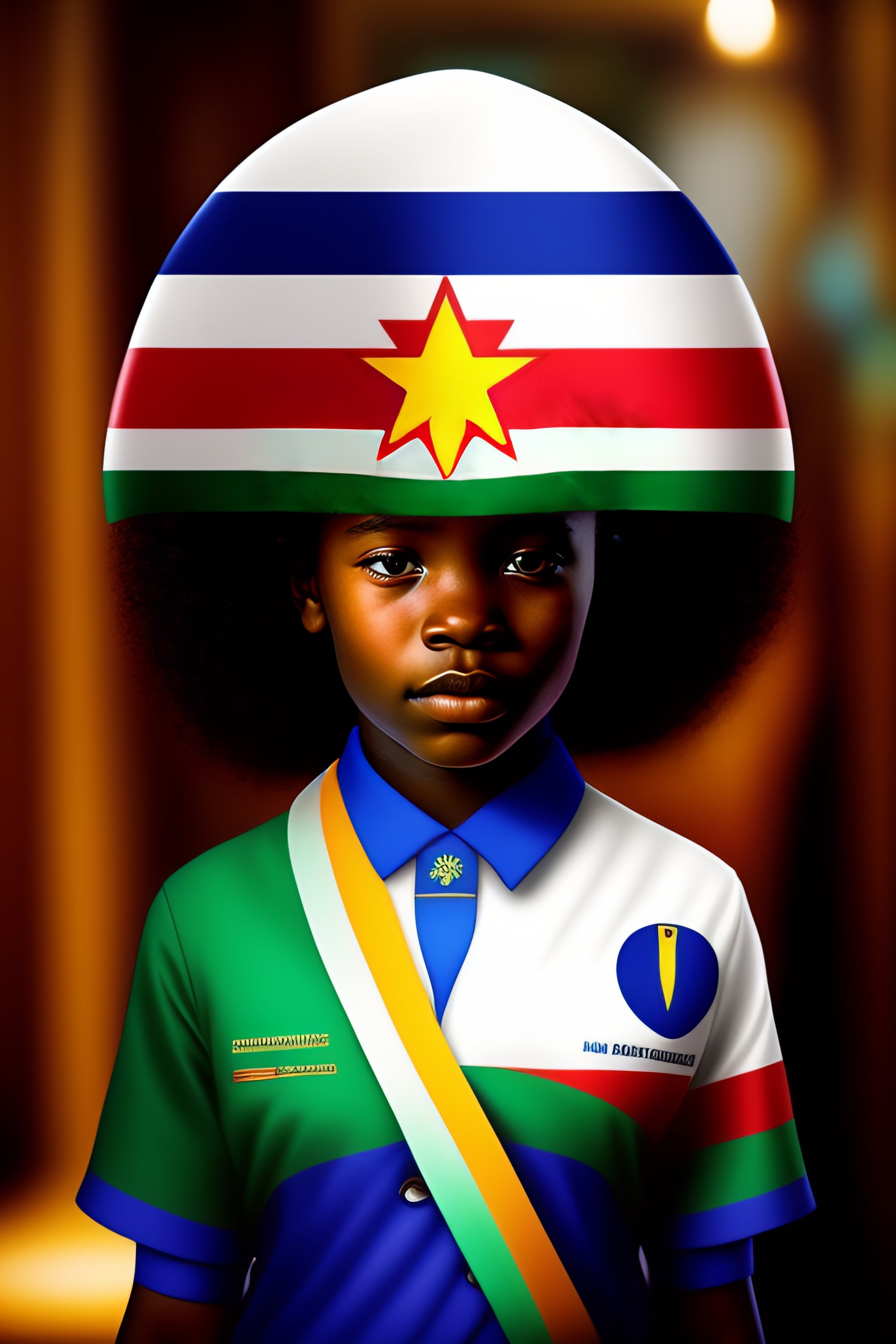 Lexica - Congolese rdc girl scout in uniform flag
