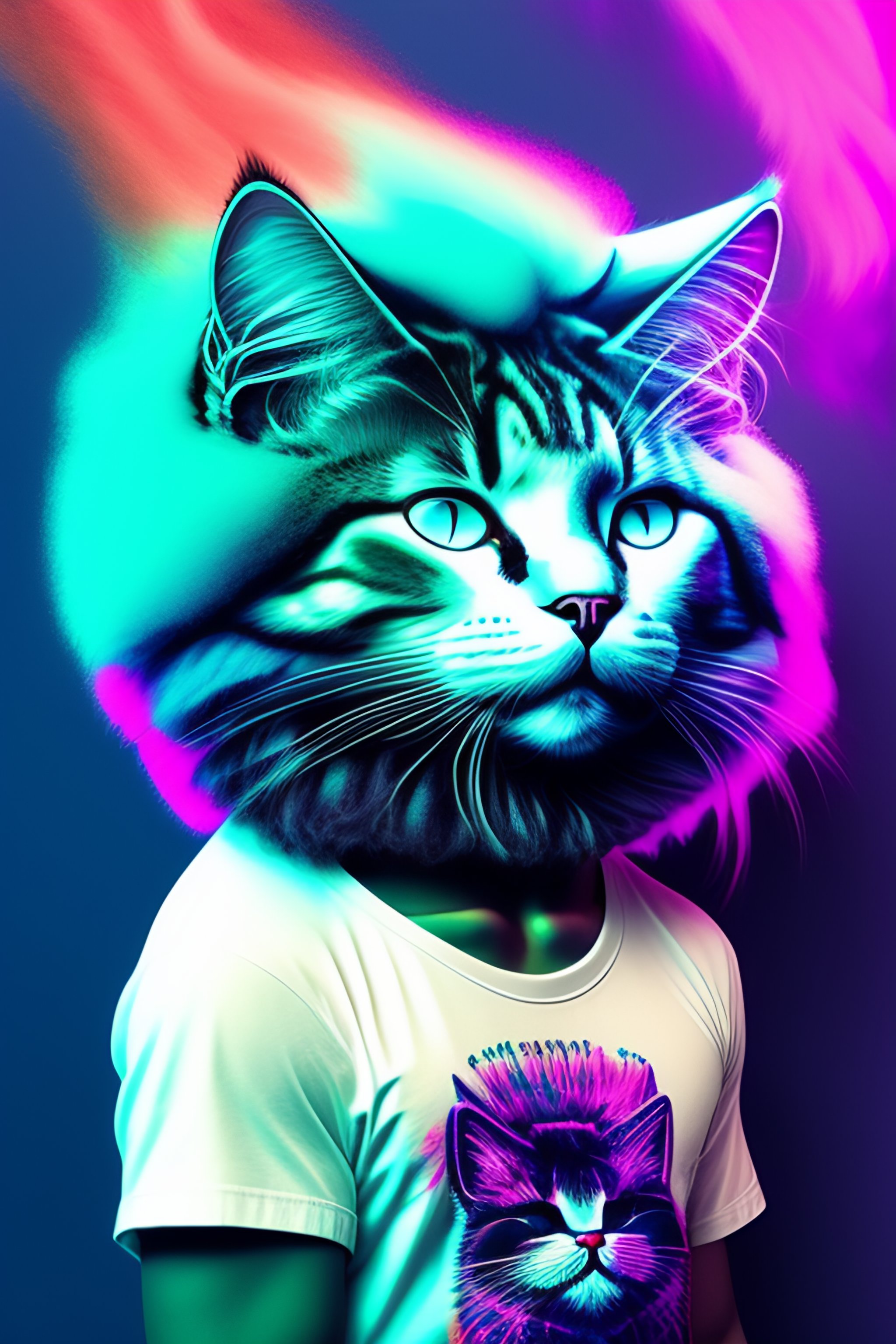 Lexica - Fluffy cat with an afro comb t - shirt design, by jules julien ...