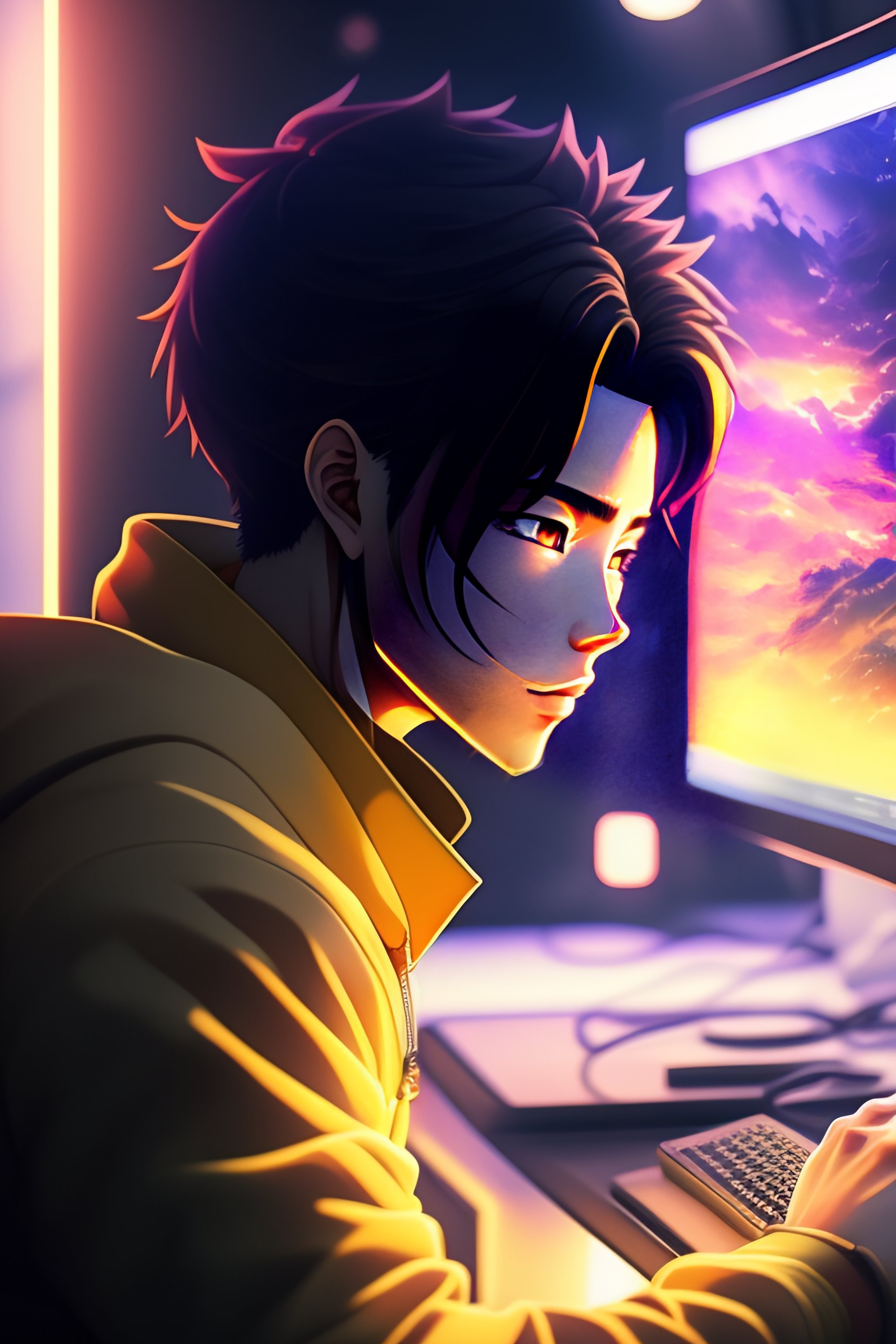 Lexica - An anime style portrait of man , studio ghibil, anime ...