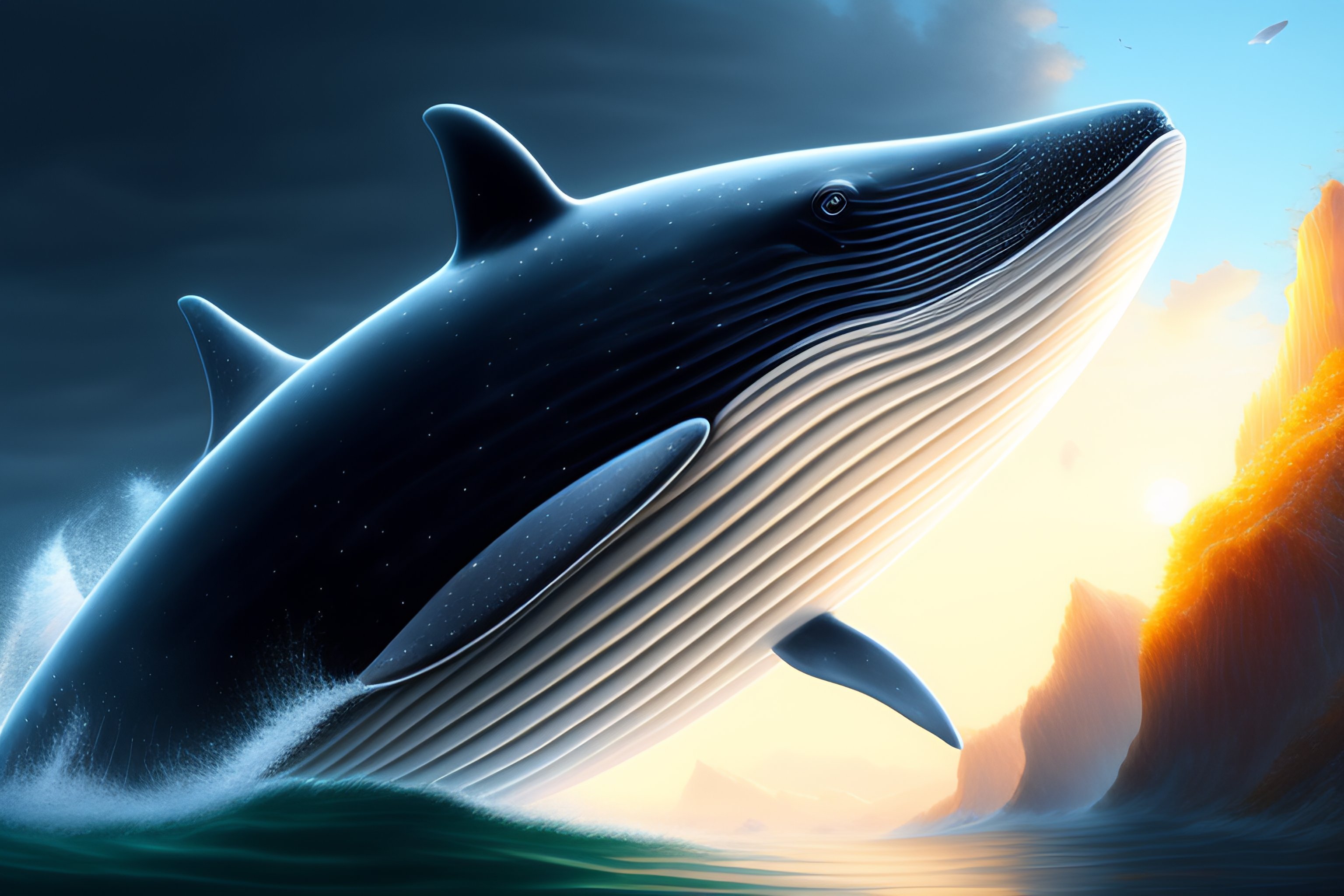 Lexica - A beautiful portrait of a mystical whale, divine lighting, god ...