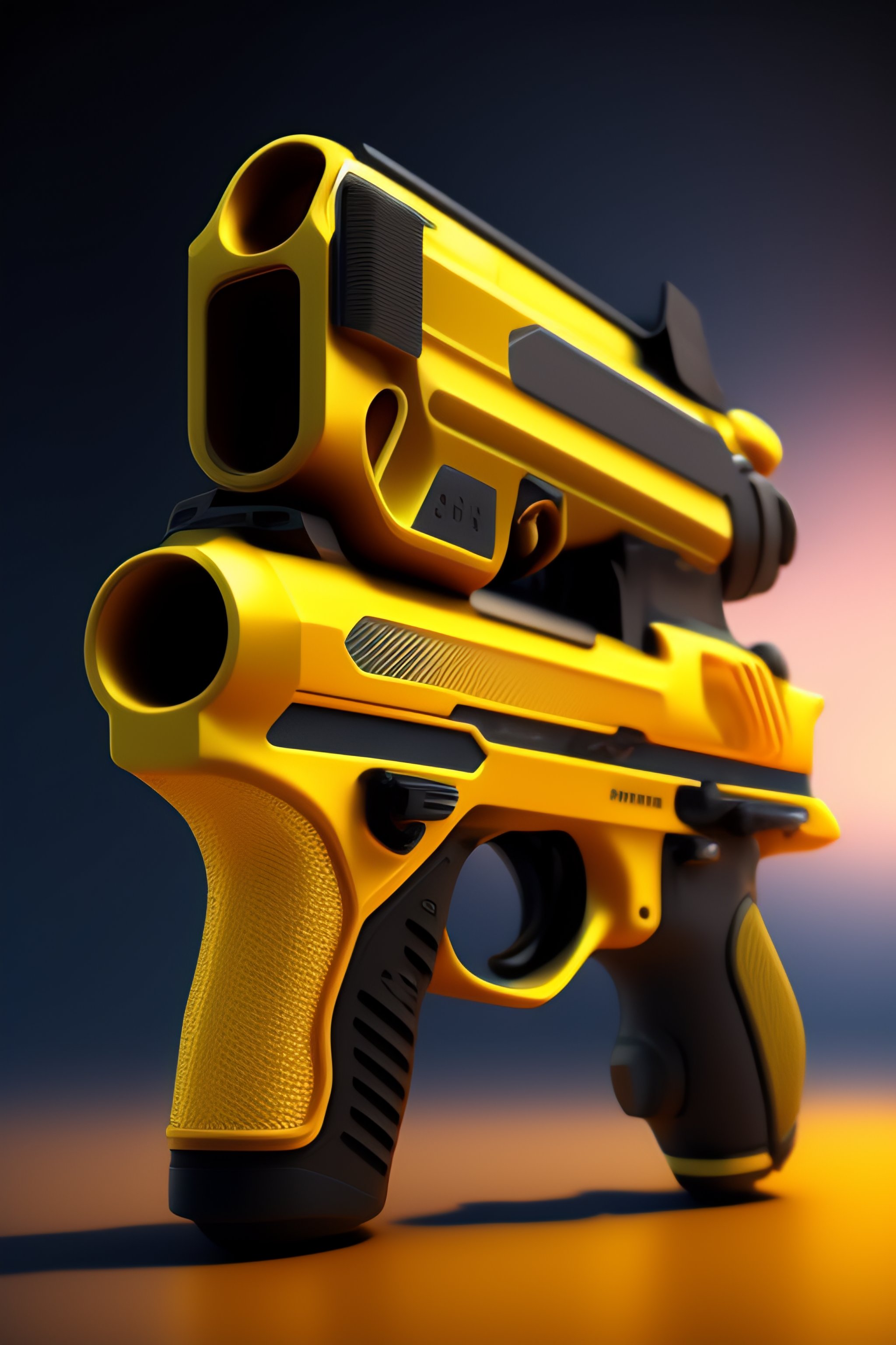 Lexica - Futuristic cyberpunk style 9mm pistol, yellow color