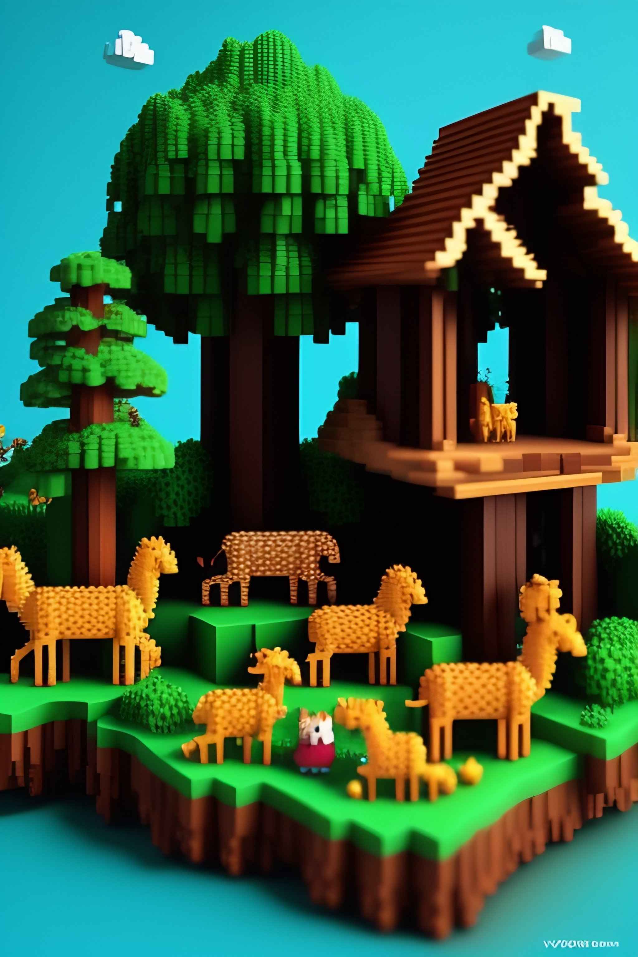 Lexica - Voxel art of animals in a forest