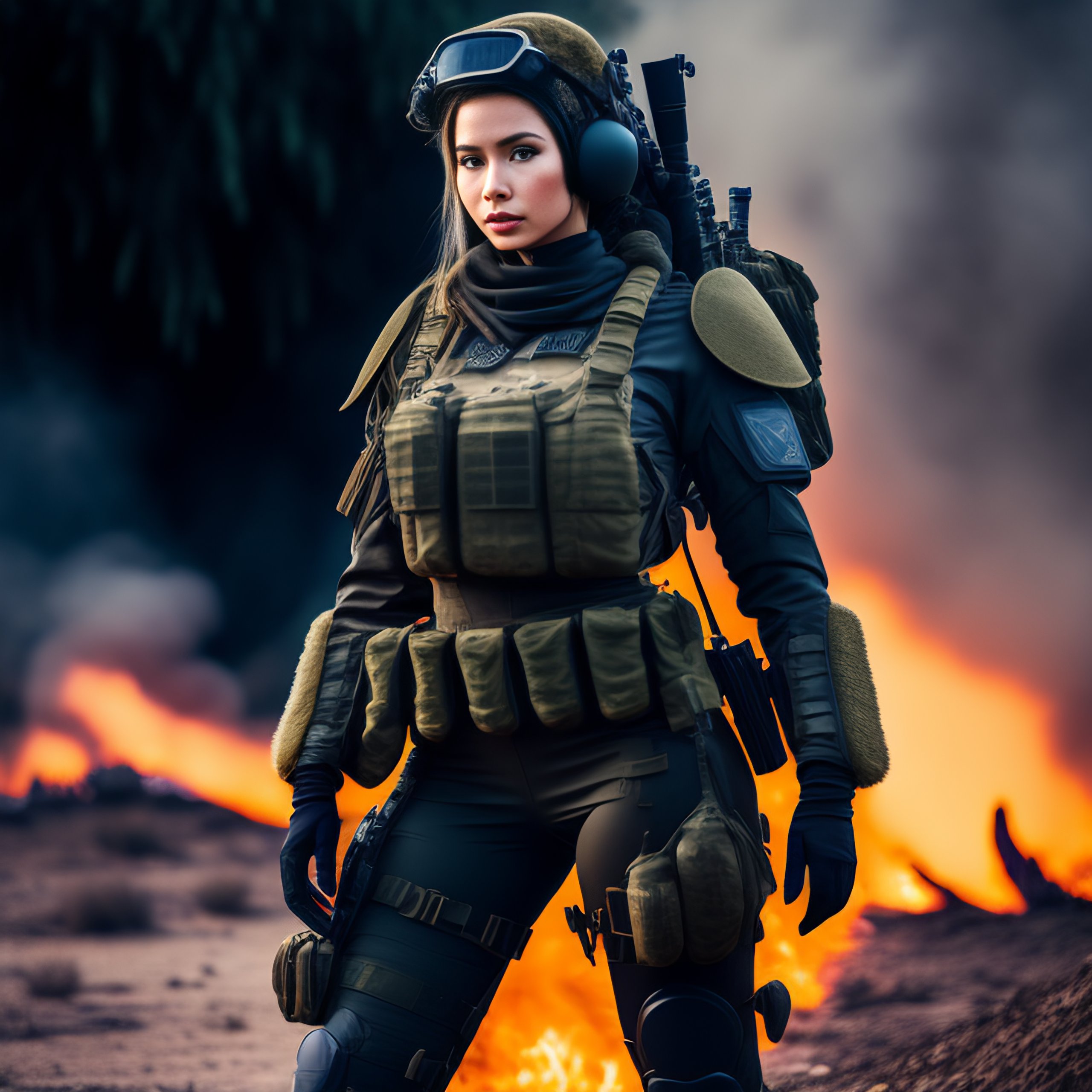 Lexica - A cyber beautiful Russian girl warrior in a burnt land ...