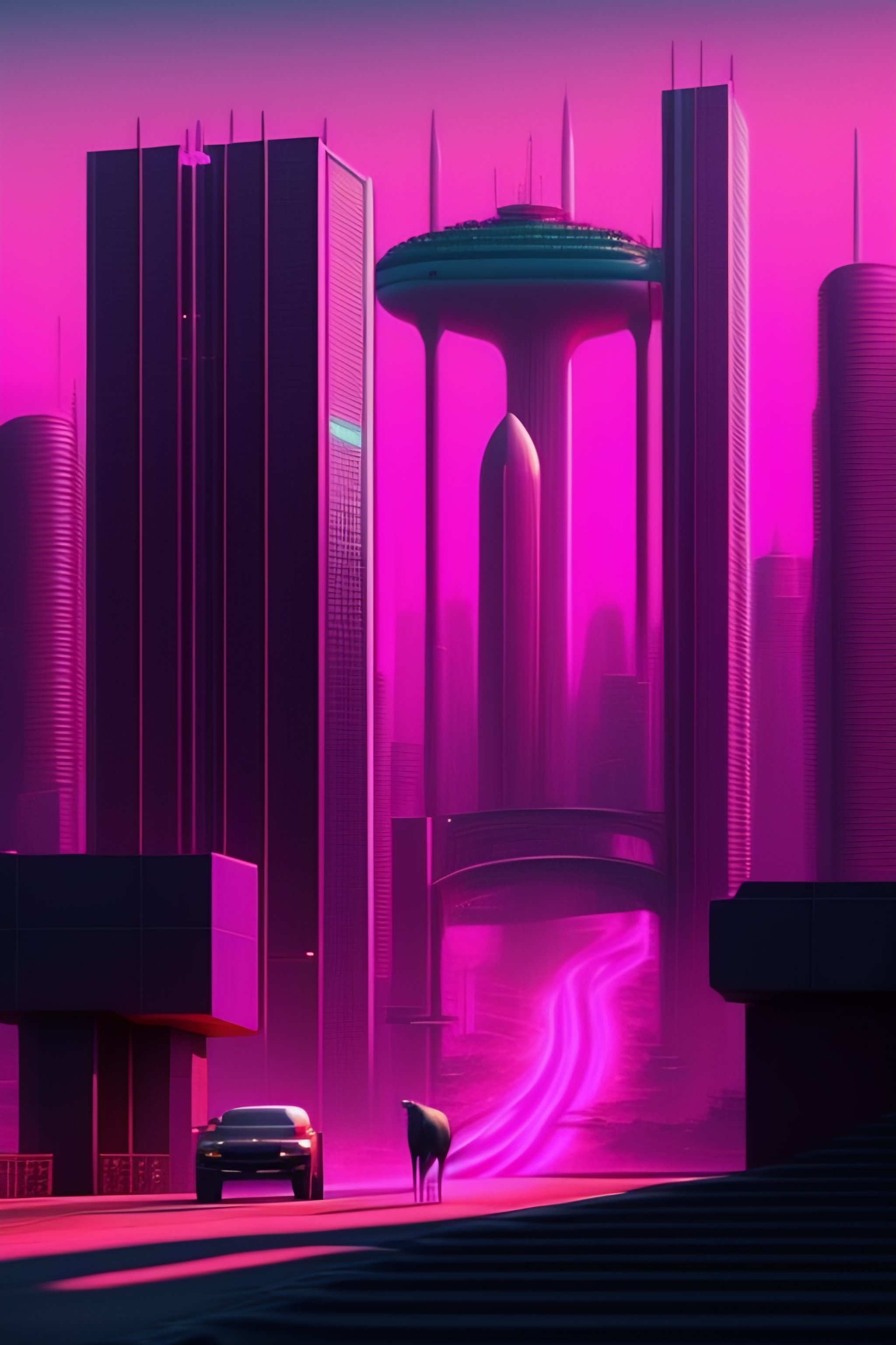 Lexica - Pink panther in neo-noir style in year 2070