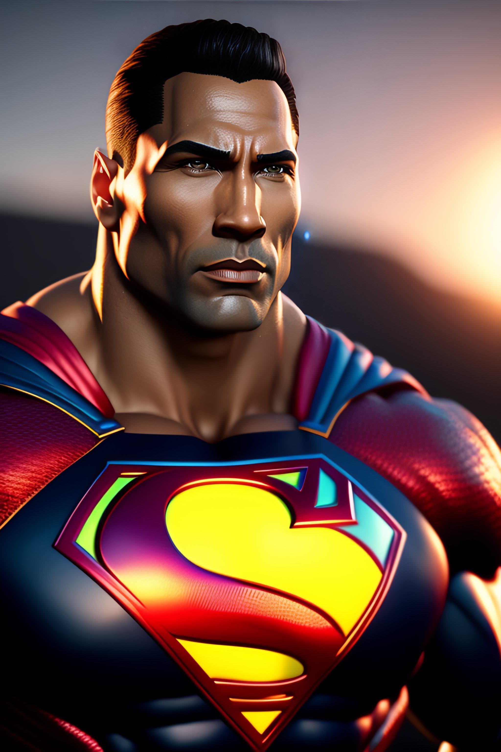 Lexica - Superman suit Dwayne The Rock Johnson, muscle extremely ...