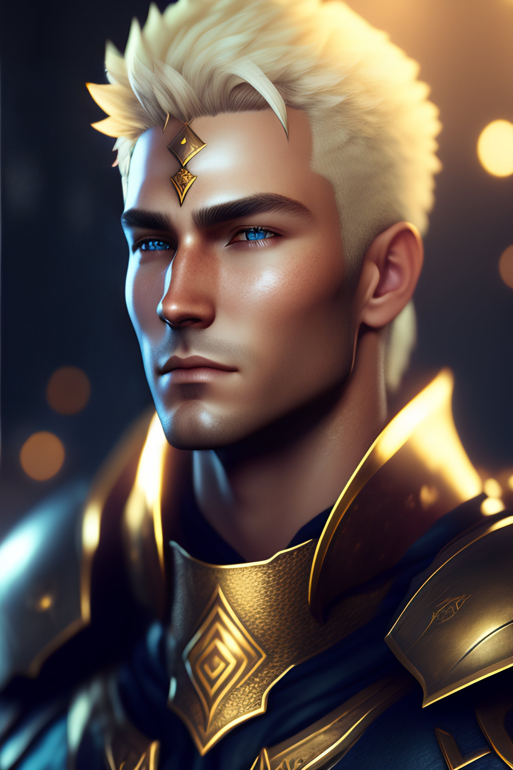 Lexica - Photo realistic portrait of paladin, male, blonde hair ...