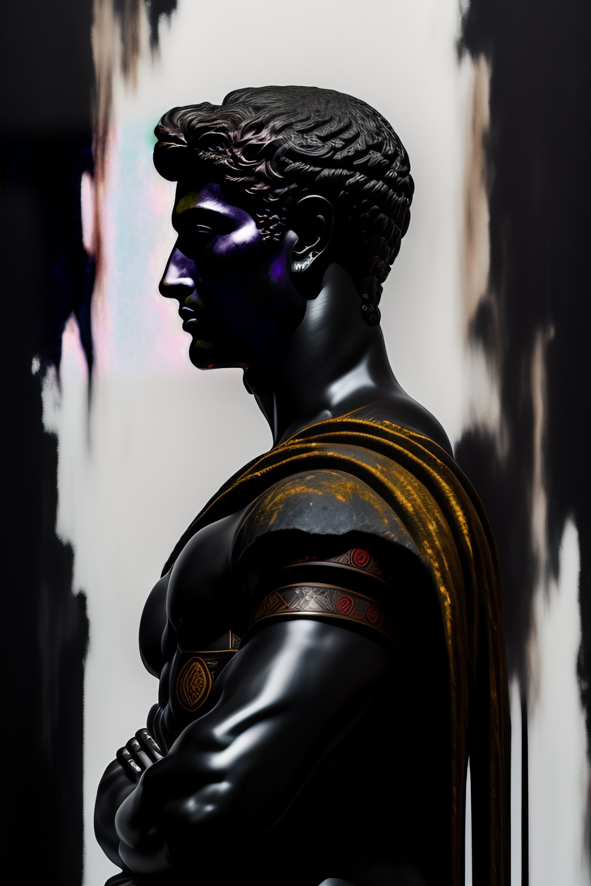 Lexica - A portrait of a roman statue man painted black with ...