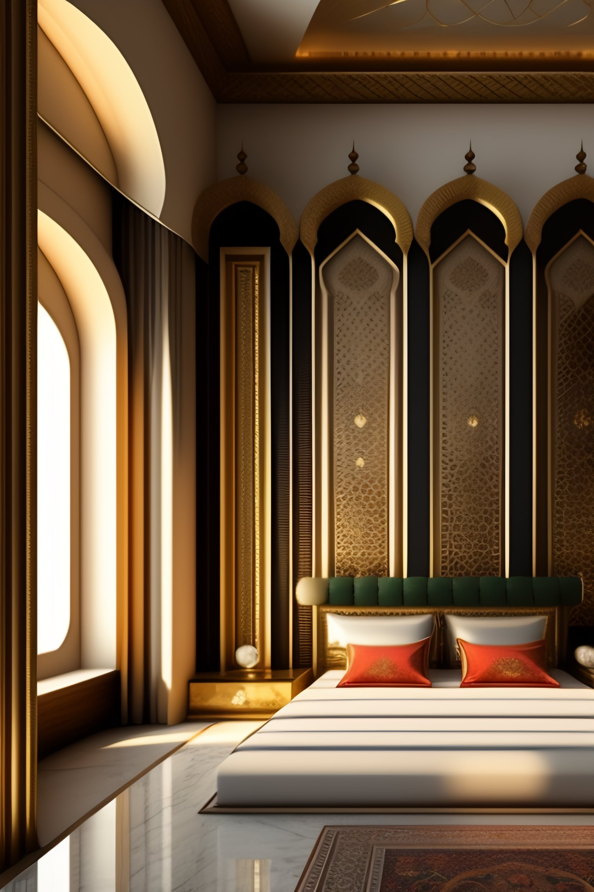 Lexica - Interior bedroom of a palace, inspired Sheikh Zayed Grand Mosque