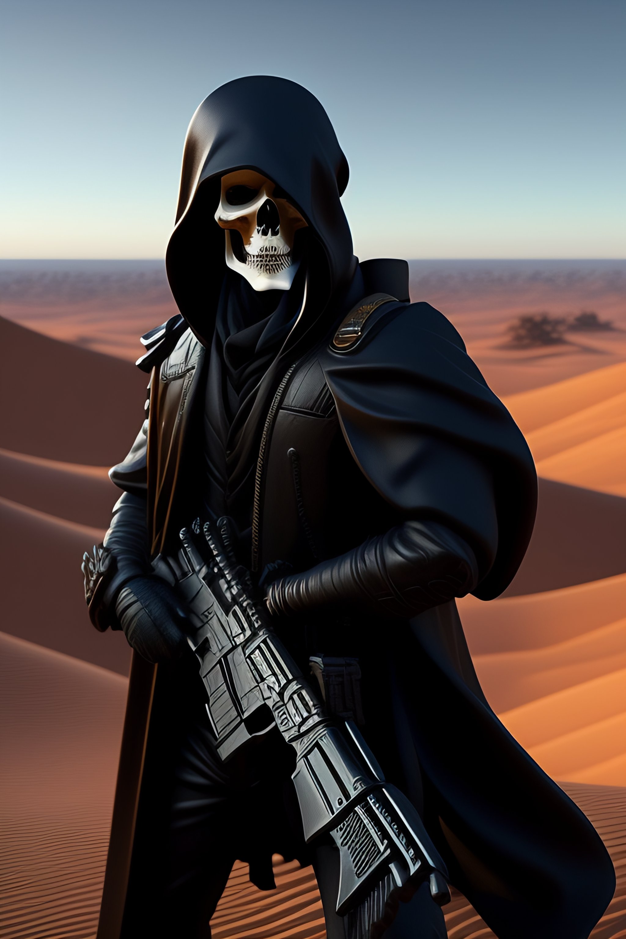 Lexica - Grim reaper sniper killing blood skull face action realistic