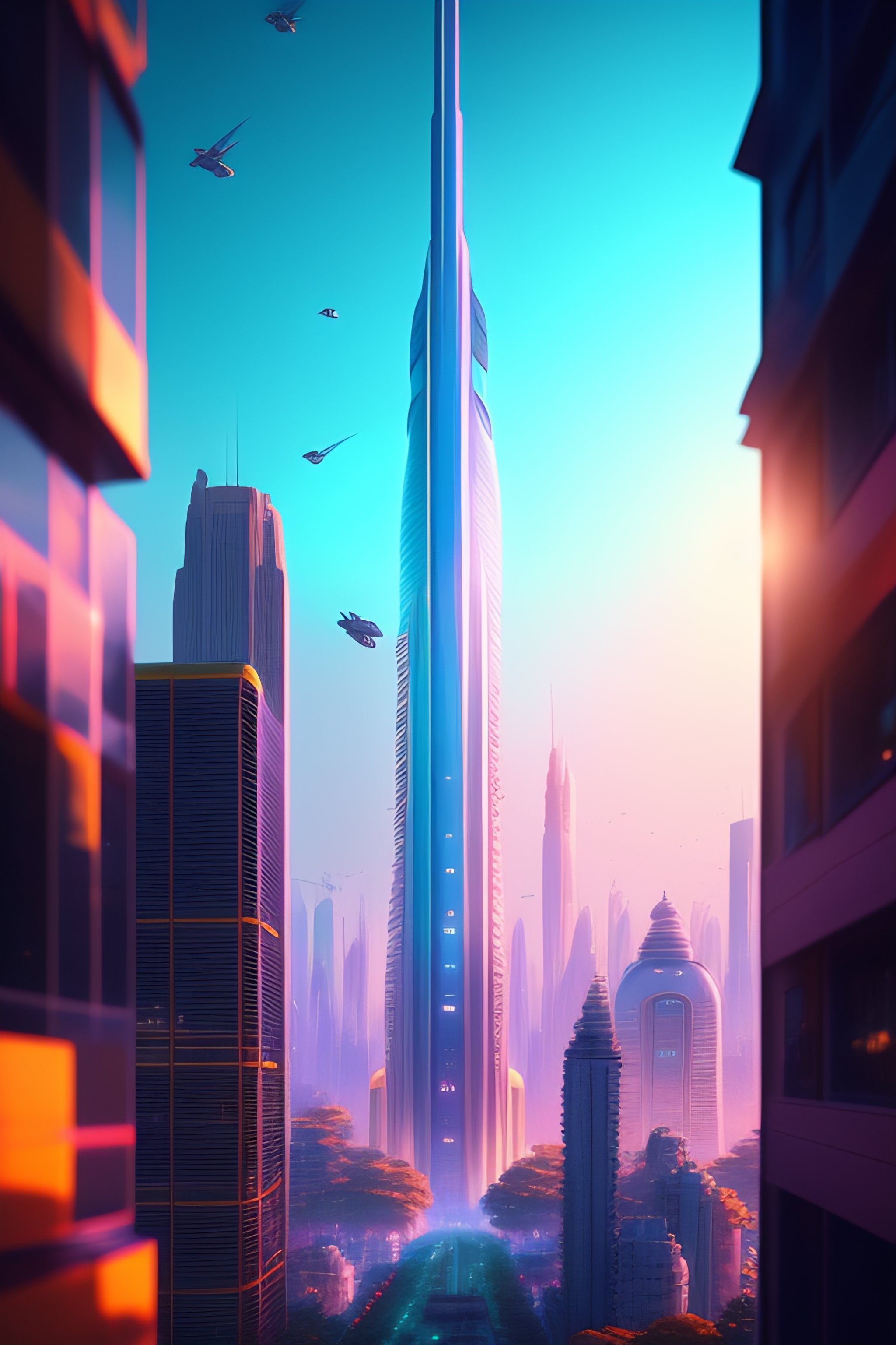 Lexica - Studio ghibli, city skyline, intricate artwork by tooth wu and ...