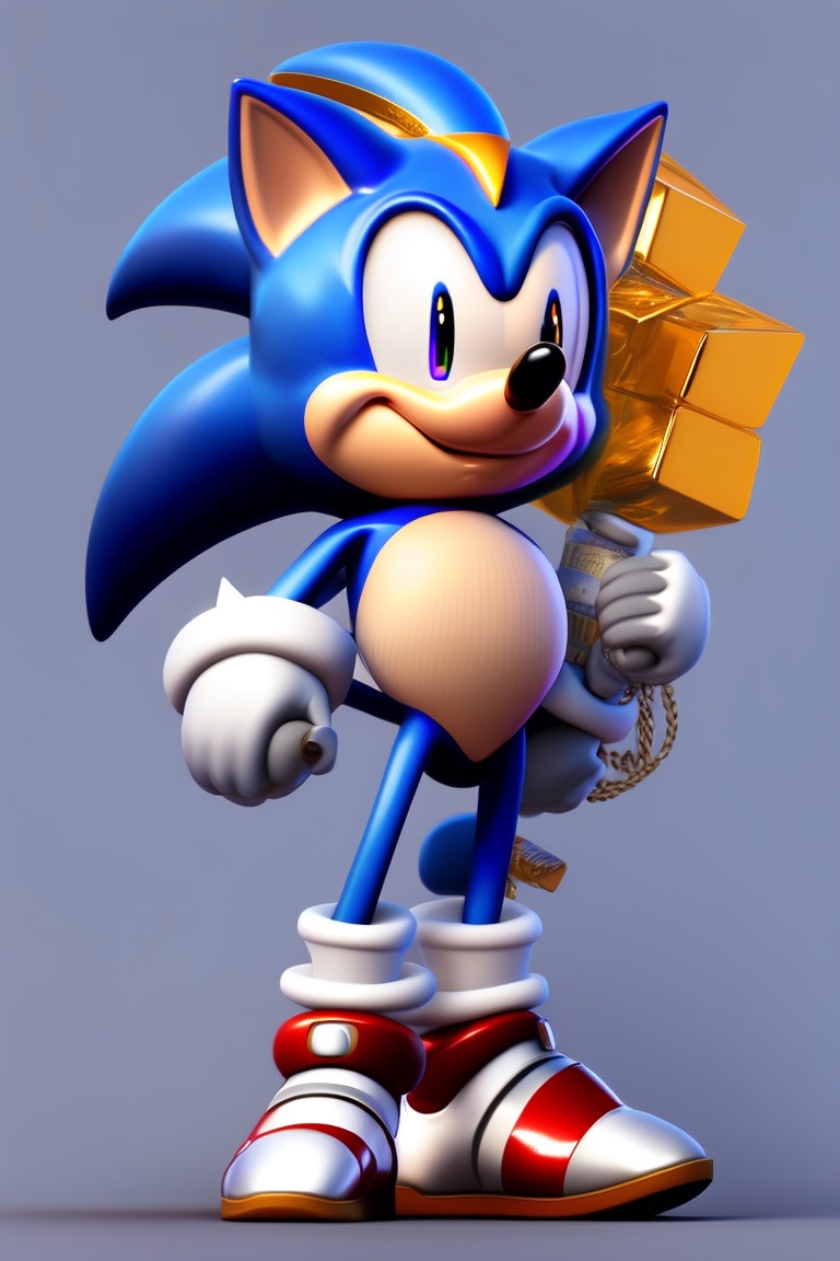 Lexica - Sonic from the game, NFT style and dollar on the background