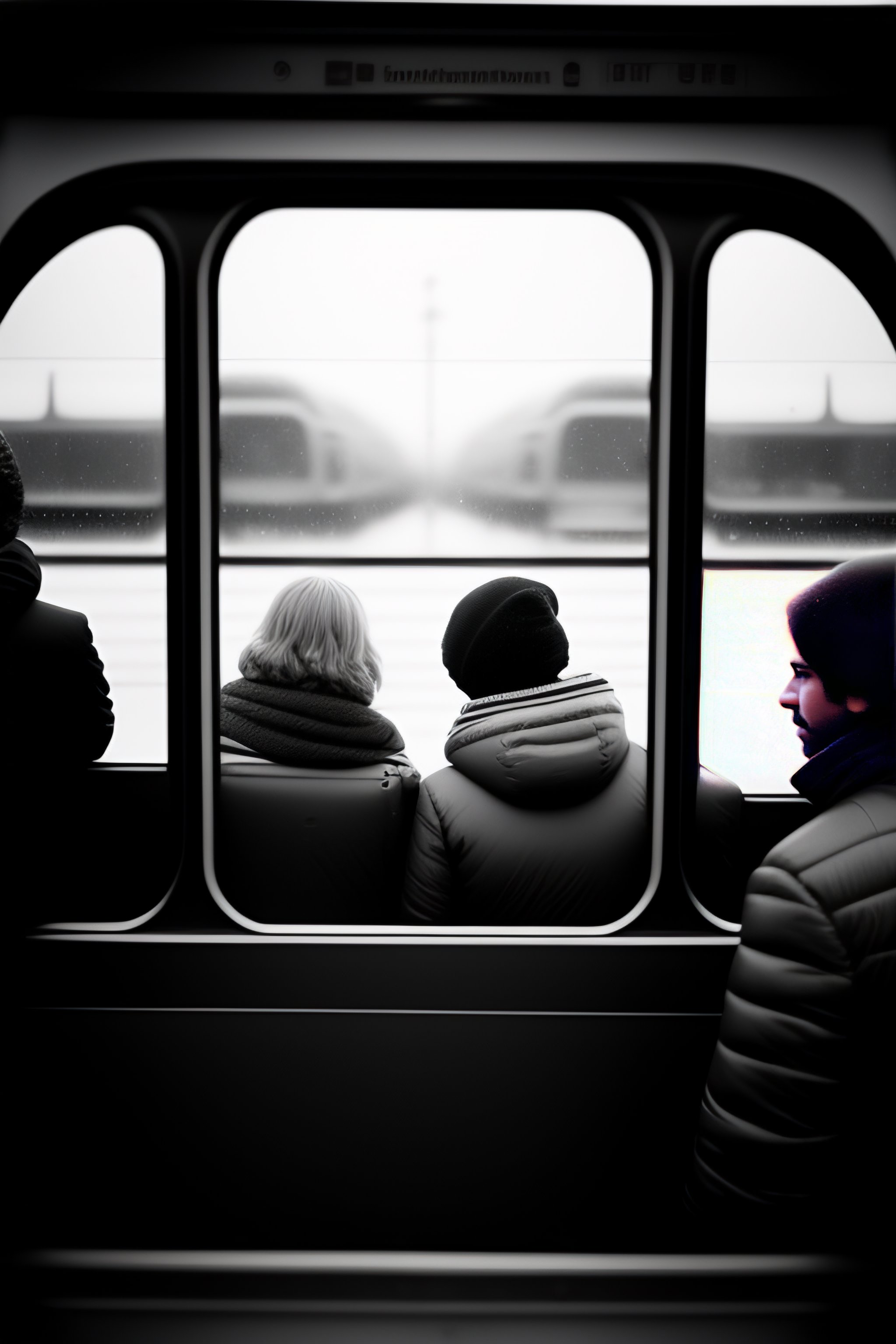 Lexica - Lateral view of peoples inside a bus , view from inside a ...