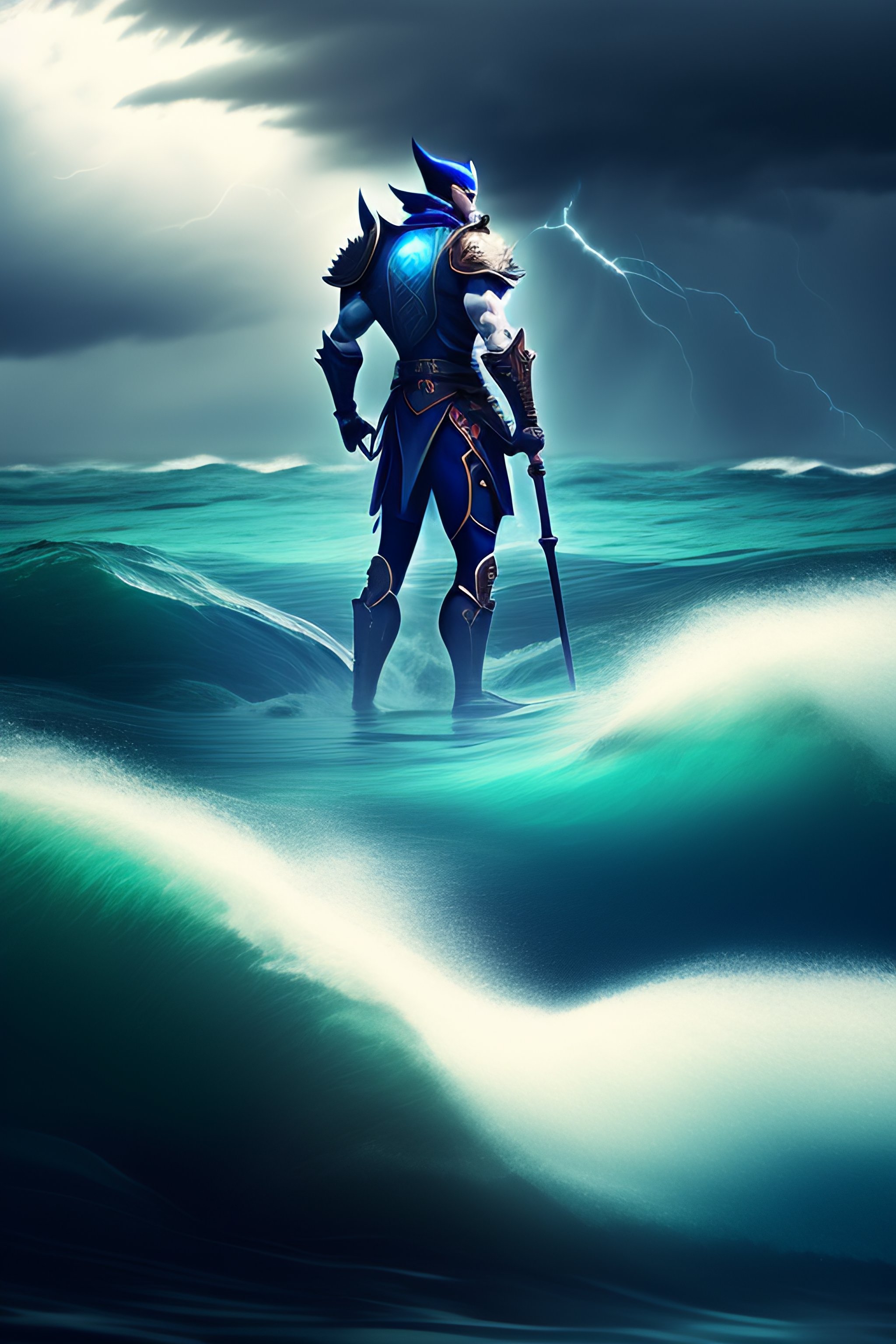 Lexica - Character desing, lancer, stand over the water, ocean ...