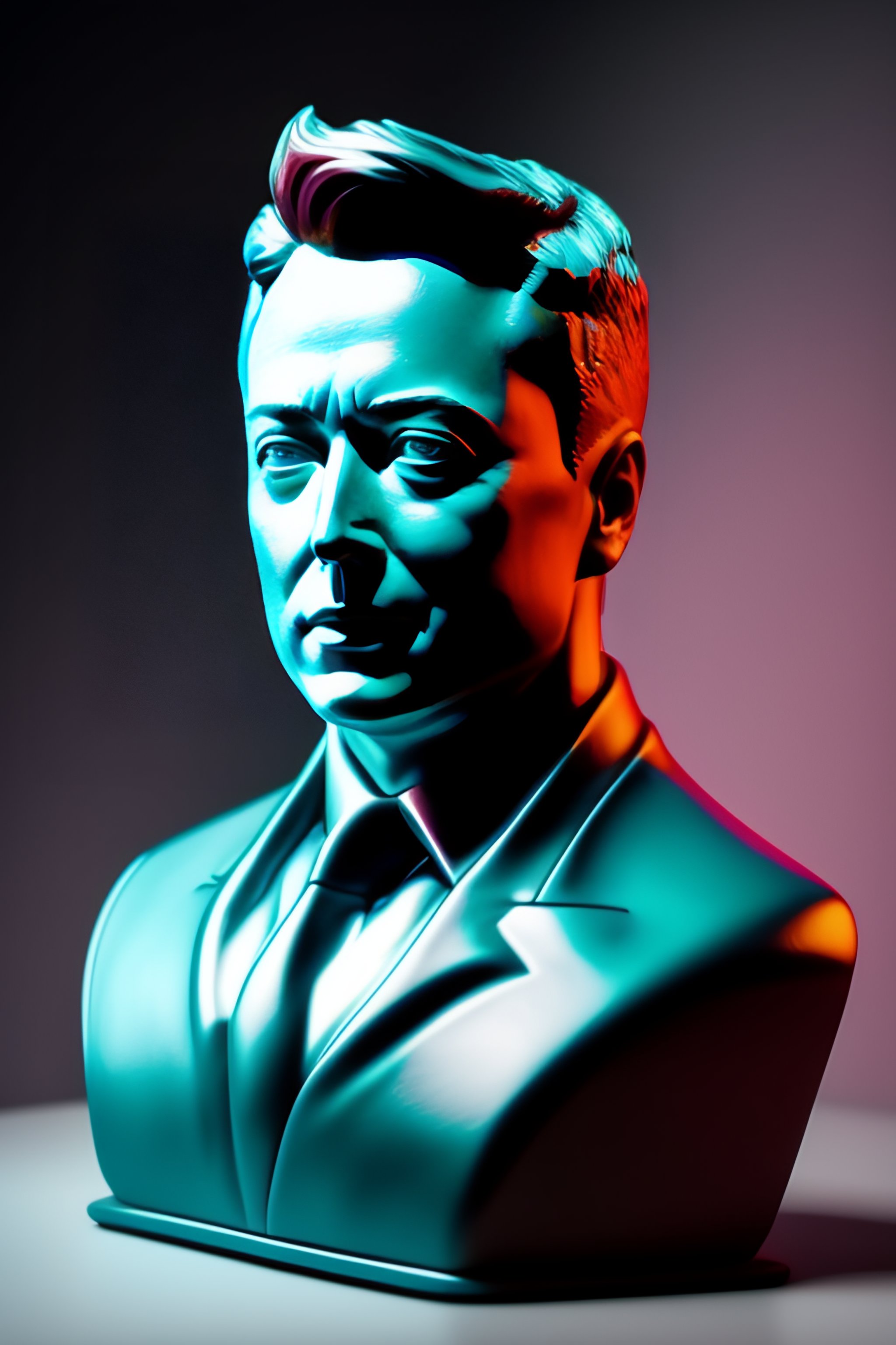 Lexica - A bust of elon musk made in clay. realistic. aquamarine ...
