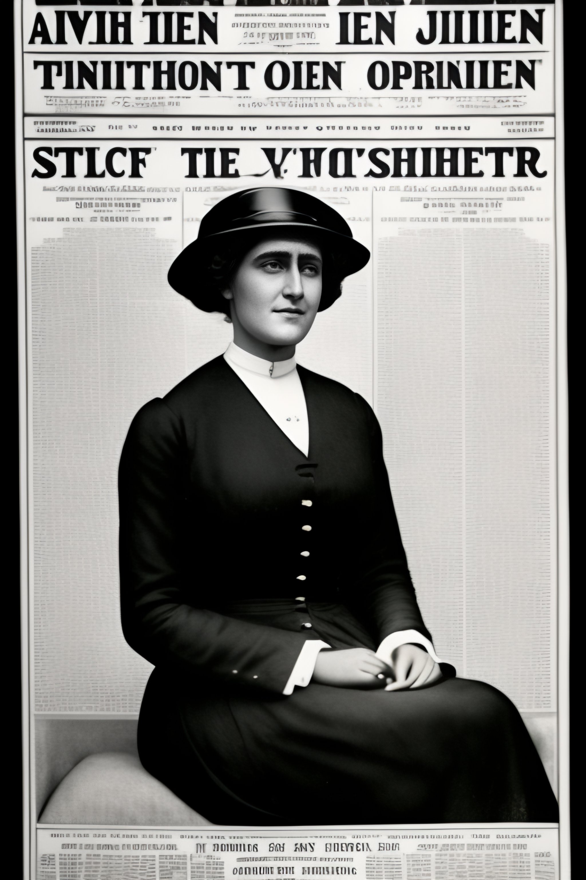 Lexica - 1912 newspaper photograph of young woman sitting down