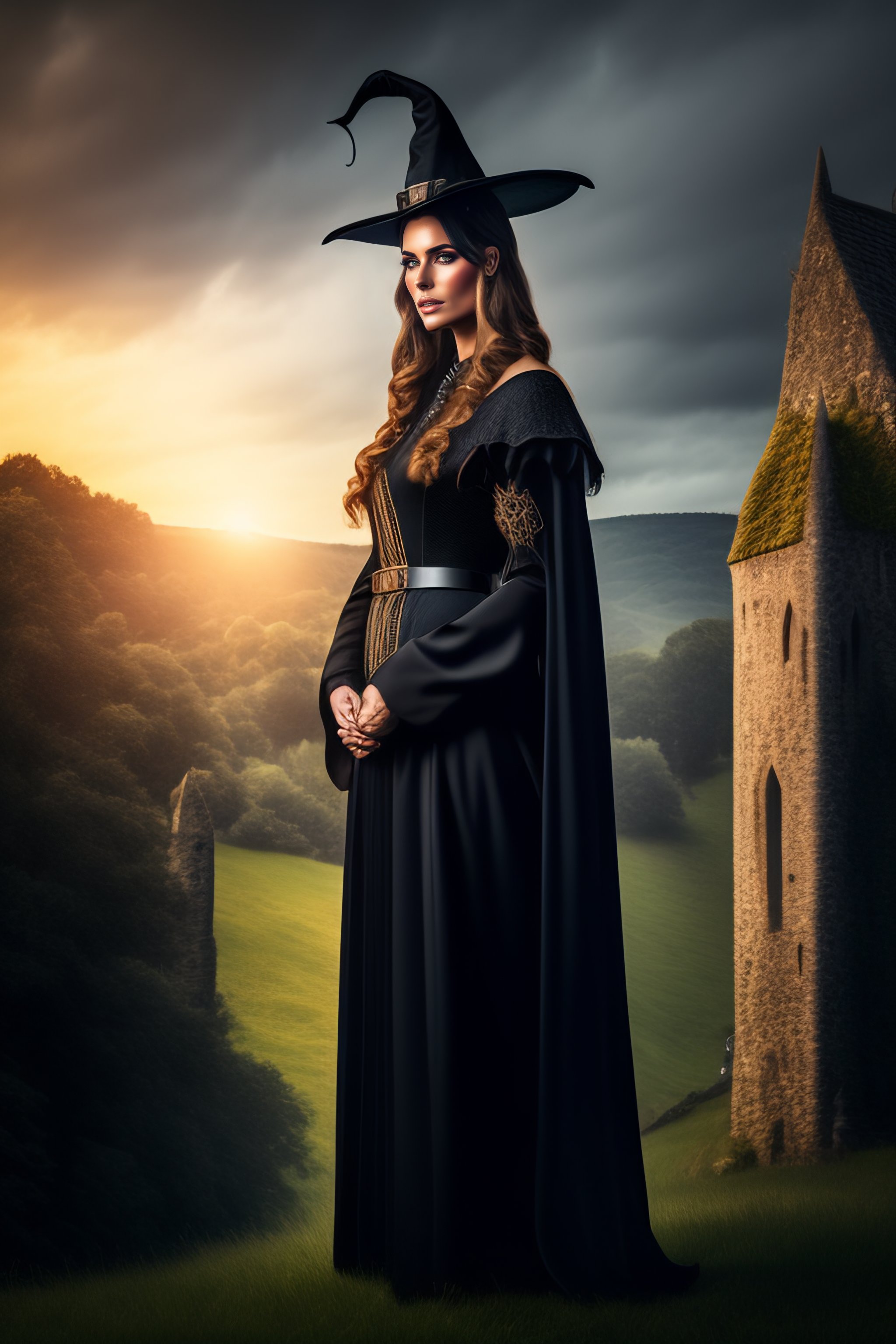 Lexica - Witch portrait, full body, medieval castle, ritual, lightening ...