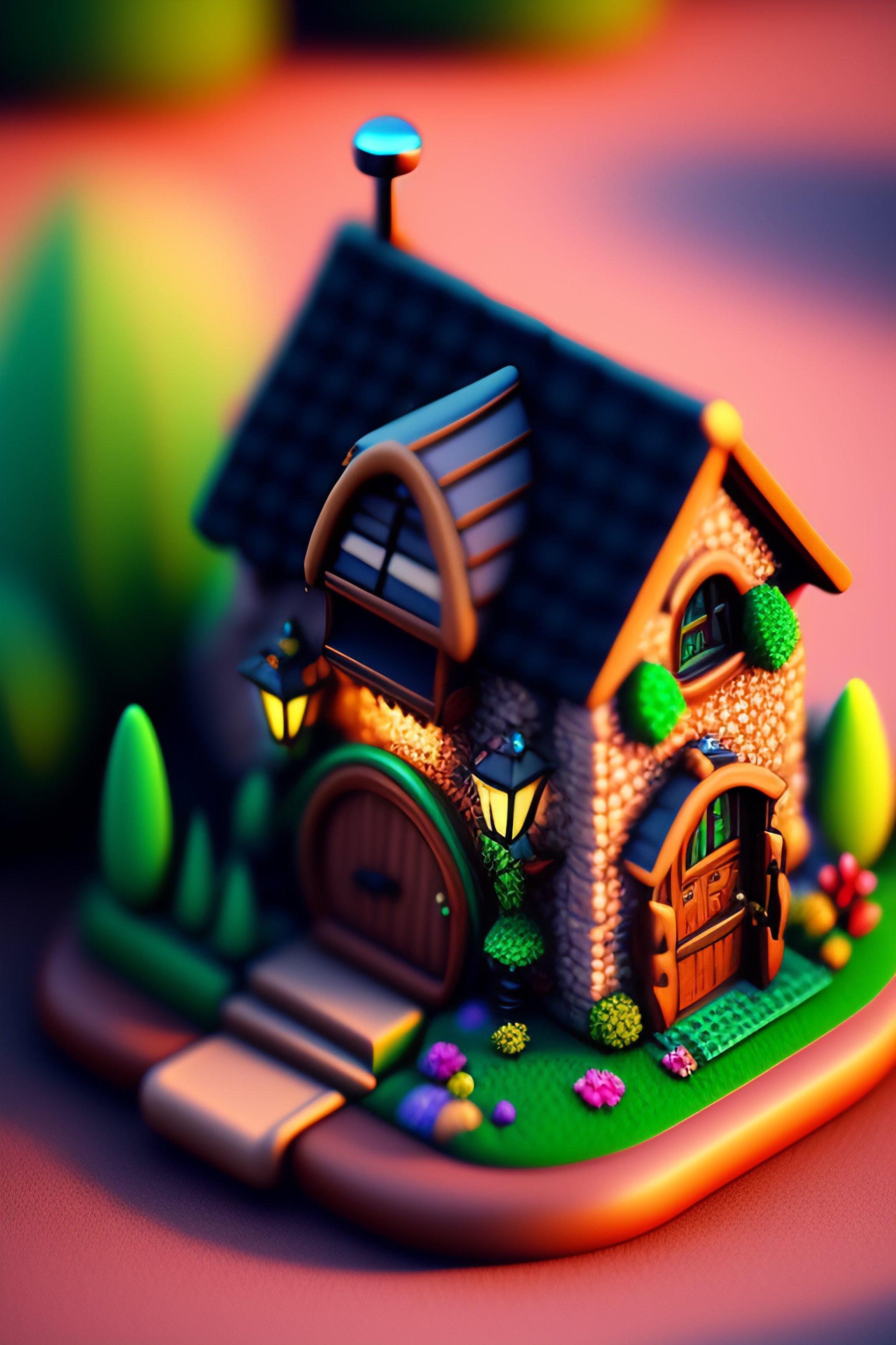 Lexica - A 3D isometric Render Mini scale Village-with full village ...