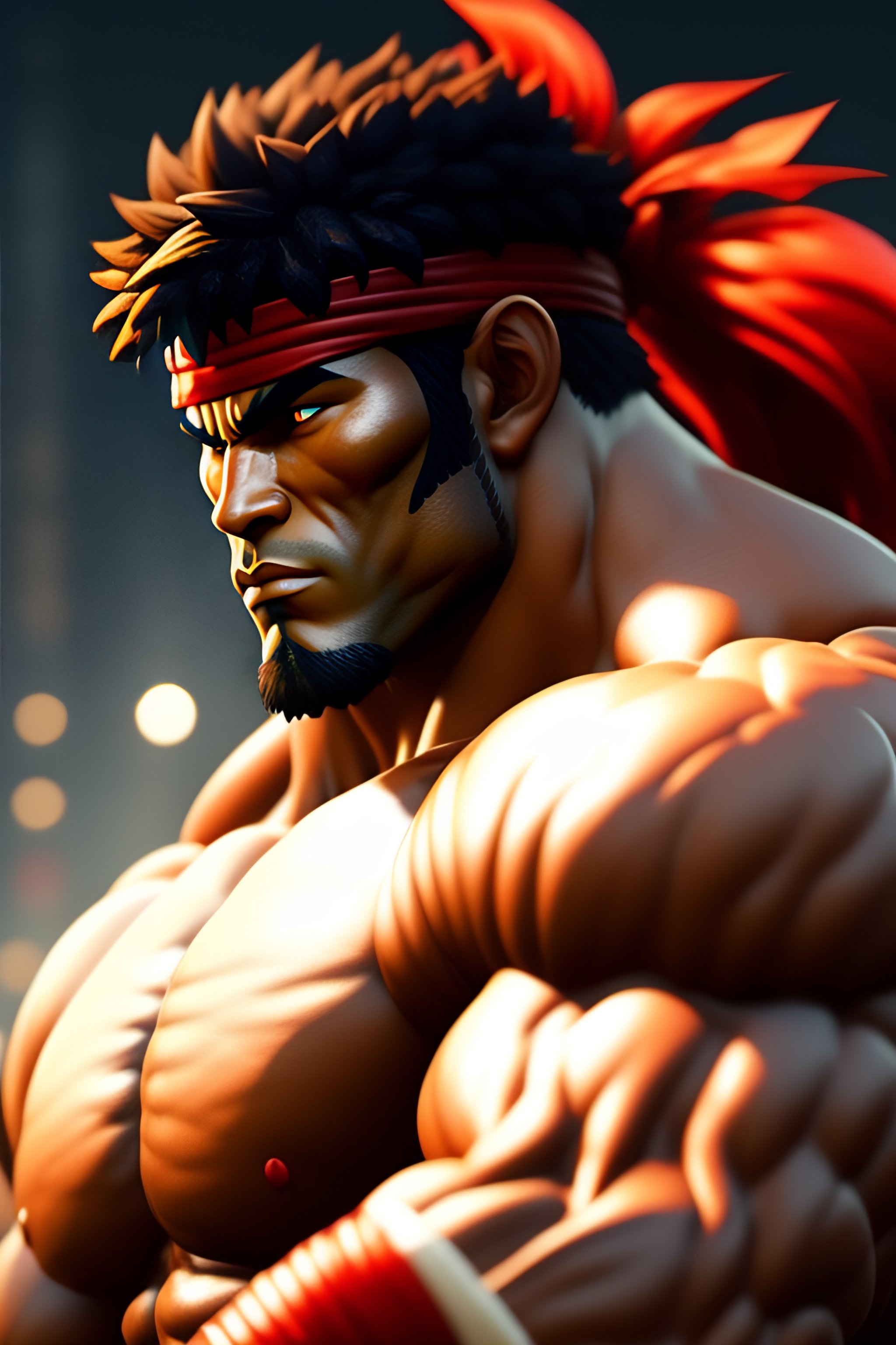 Lexica - Ryu (street fighter) a highly detailed illustration, muscular, intricate, elegant ...